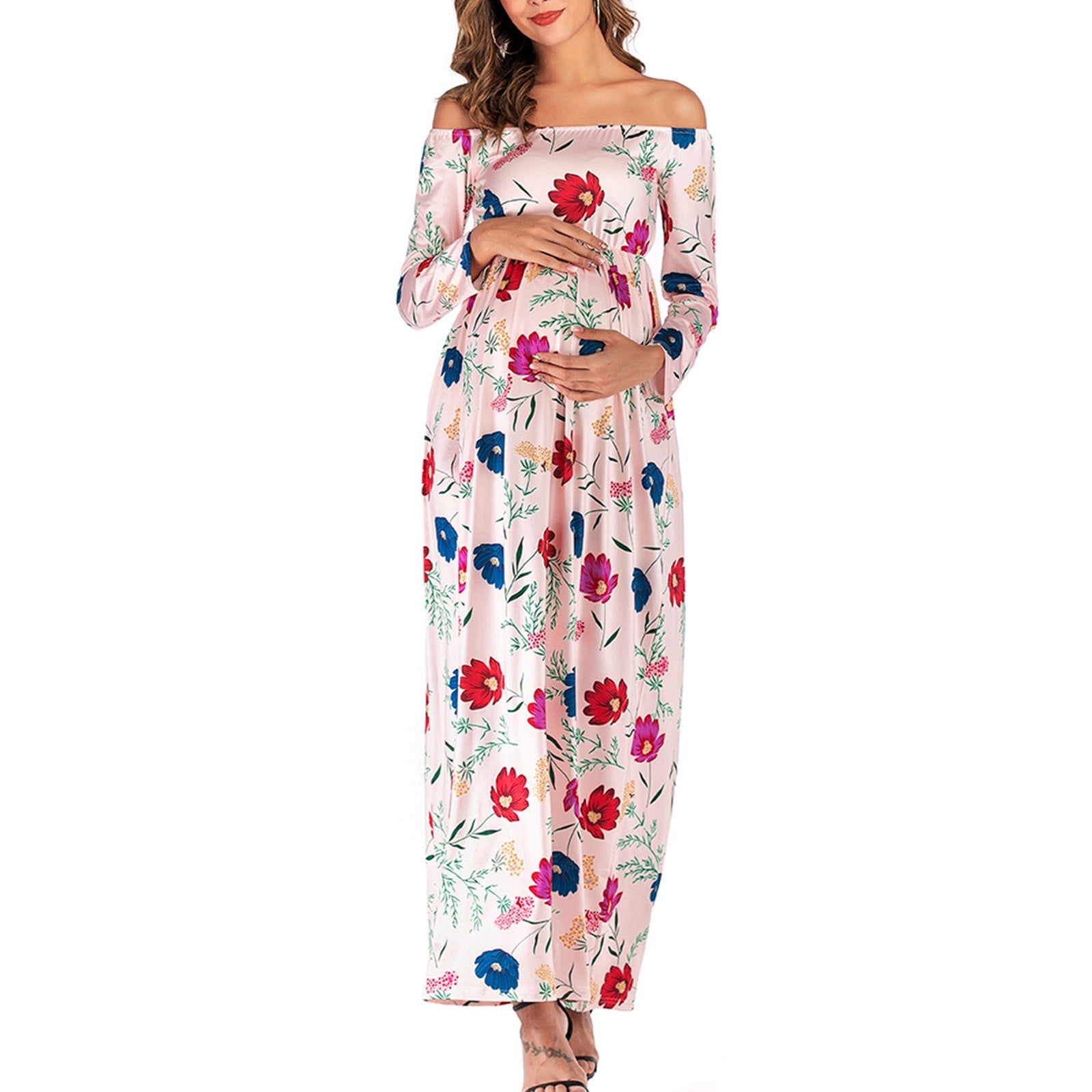 JikouIivo Maternity Robe for Hospital Maternity Word-Shoulder Long ...