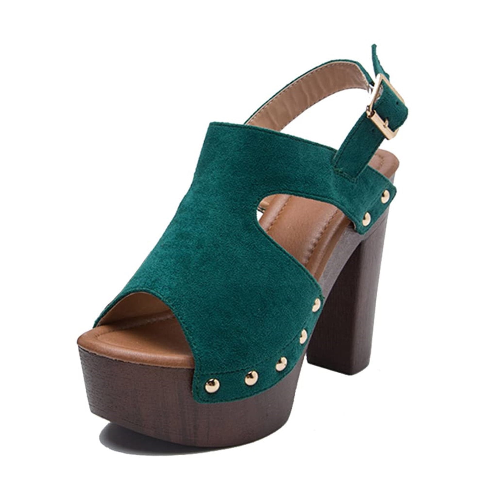 Jikolililili Wedge Heel Sandals Women's Thick Bottom Fish Mouth Solid ...