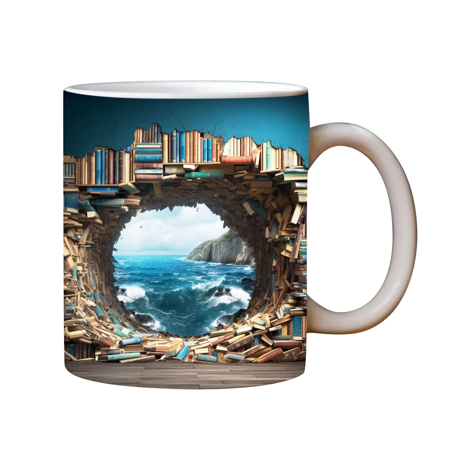 JikouIivo 3D Bookshelf Mug，A Library Shelf Cup，Creative Space Design ...