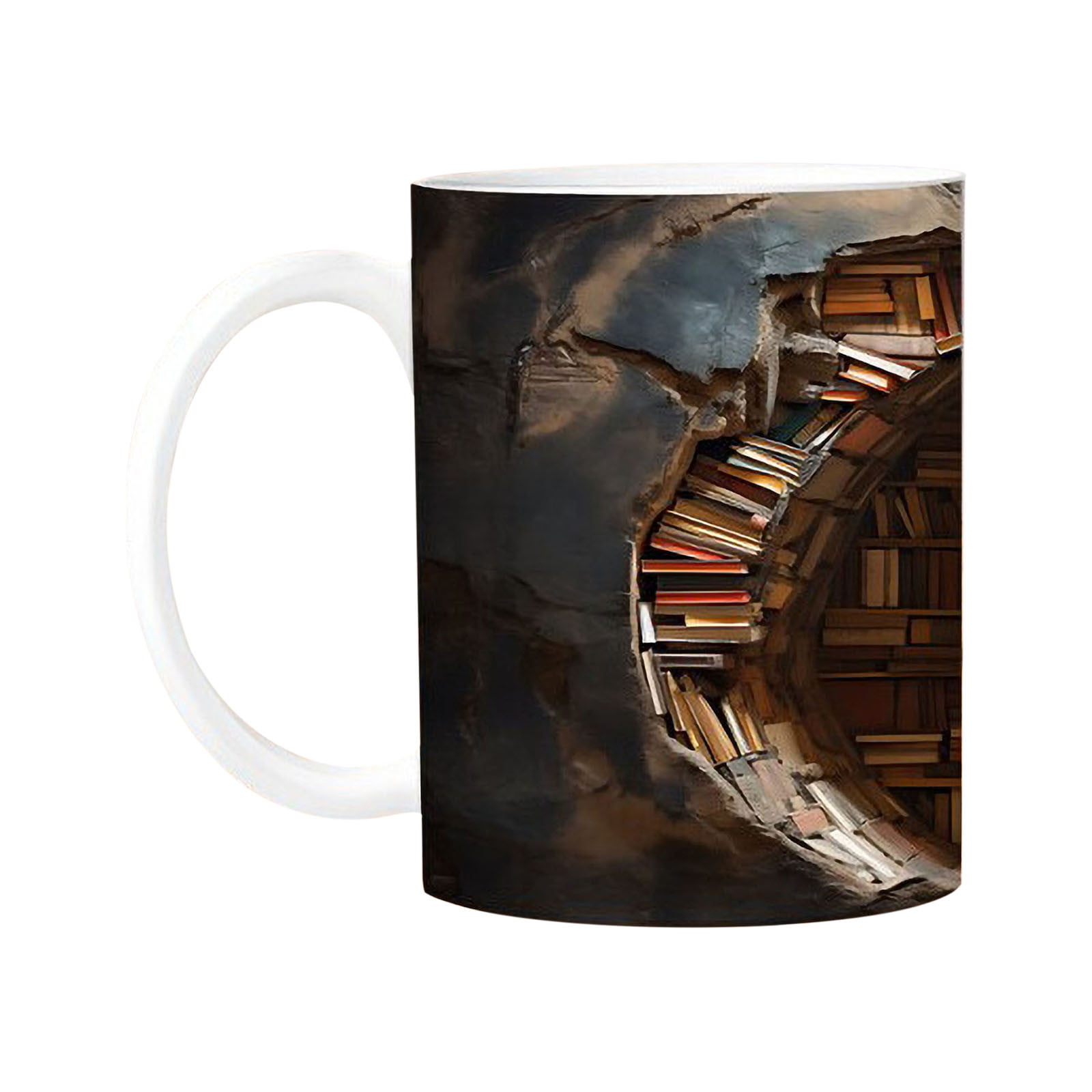JikouIivo 3D Bookshelf Mug， Library Bookshelf Mug，Creative Space Design ...