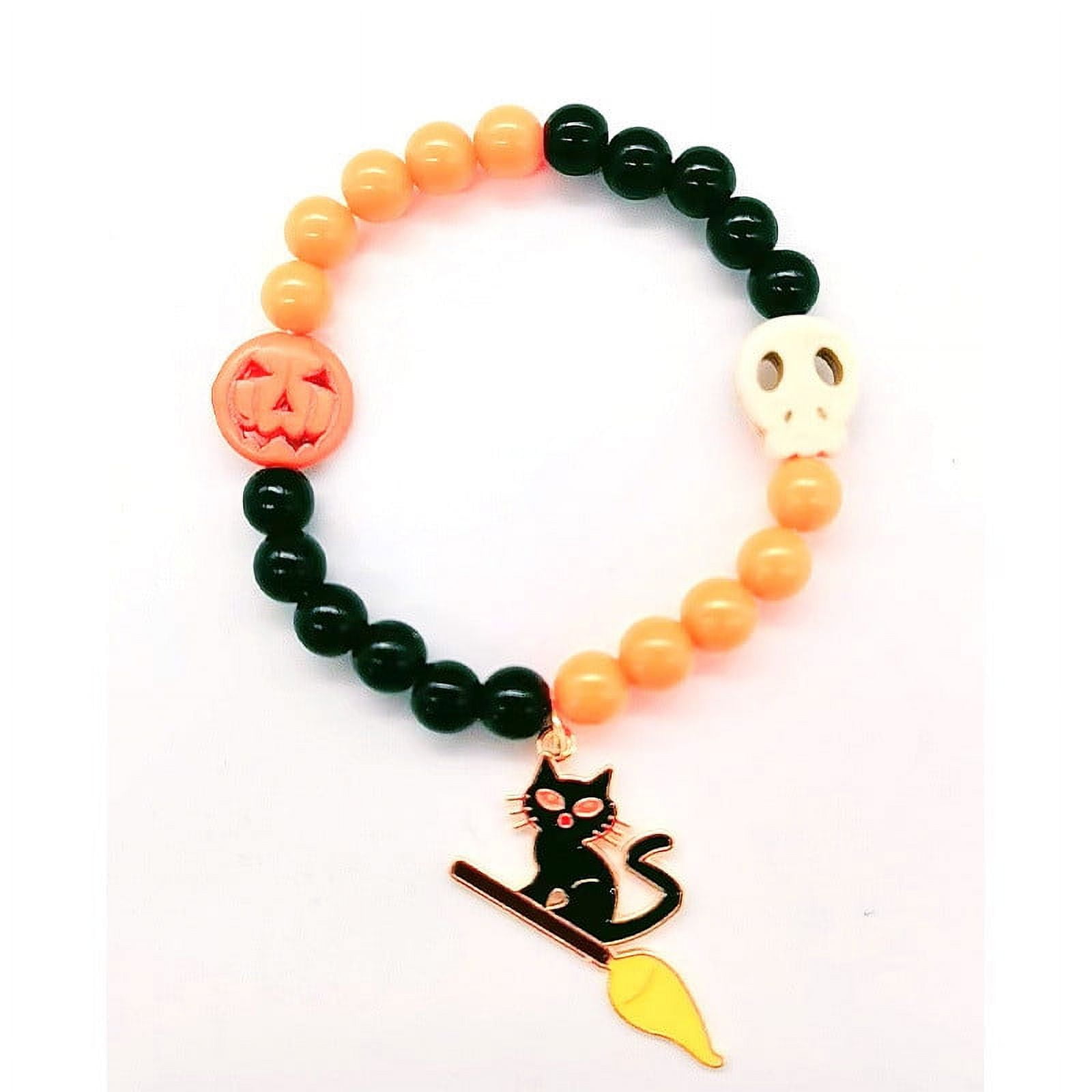 JikouIivo Halloween Beaded Stretch Bracelet-Goth Spooky Ghost Pumpkin ...