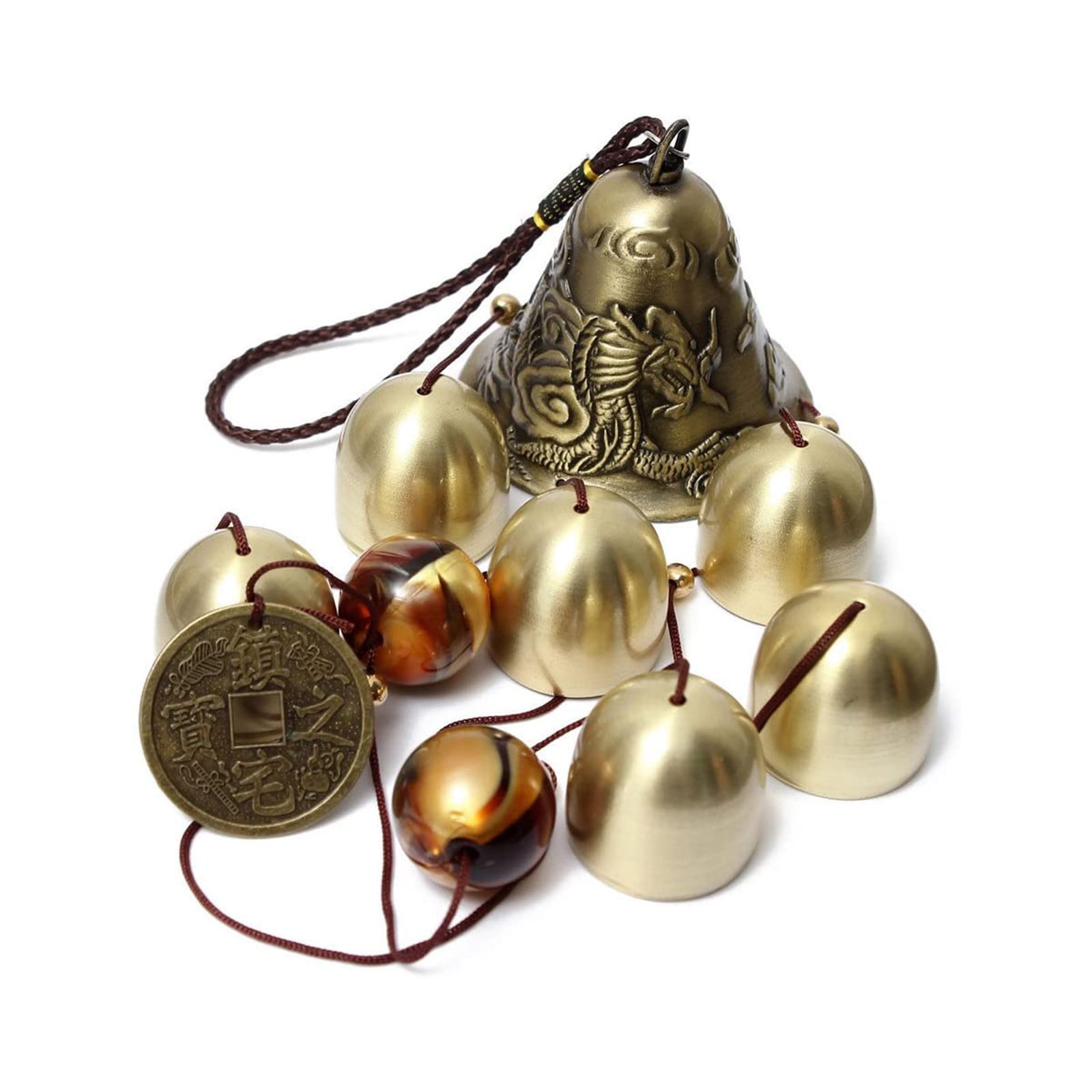JikouIivo Lucky Wind Chimes Chinese Five Point Pavilion Metal Bells ...