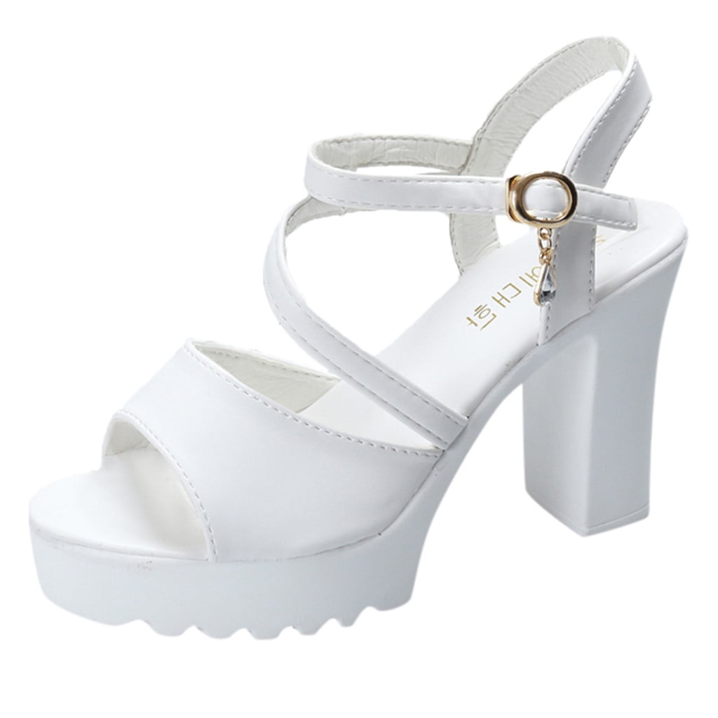 JikouIivo Women's Fish Mouth Rhinestone Platform High Heels Sandals ...