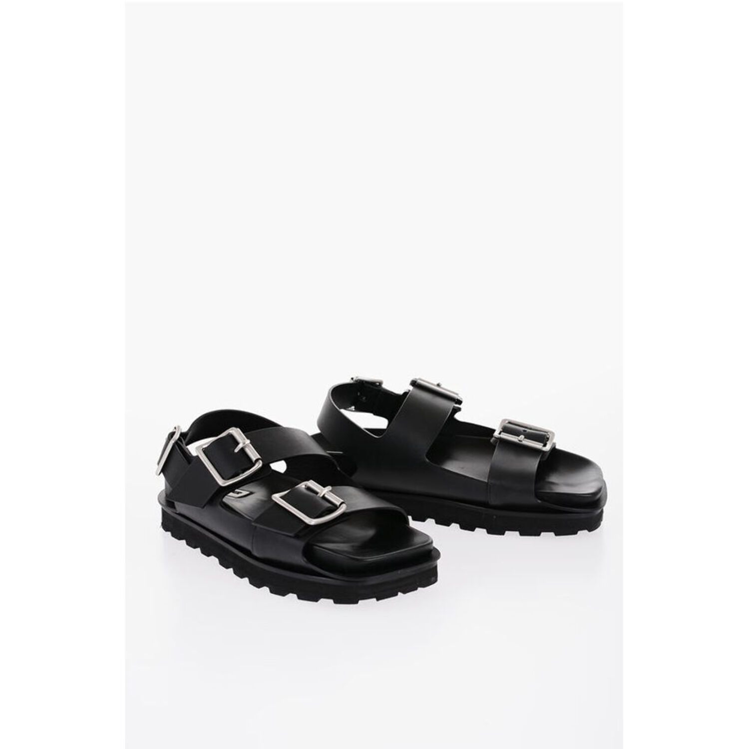 Jil Sander Leather Slingback Sandals with Double Buckle - Walmart.com
