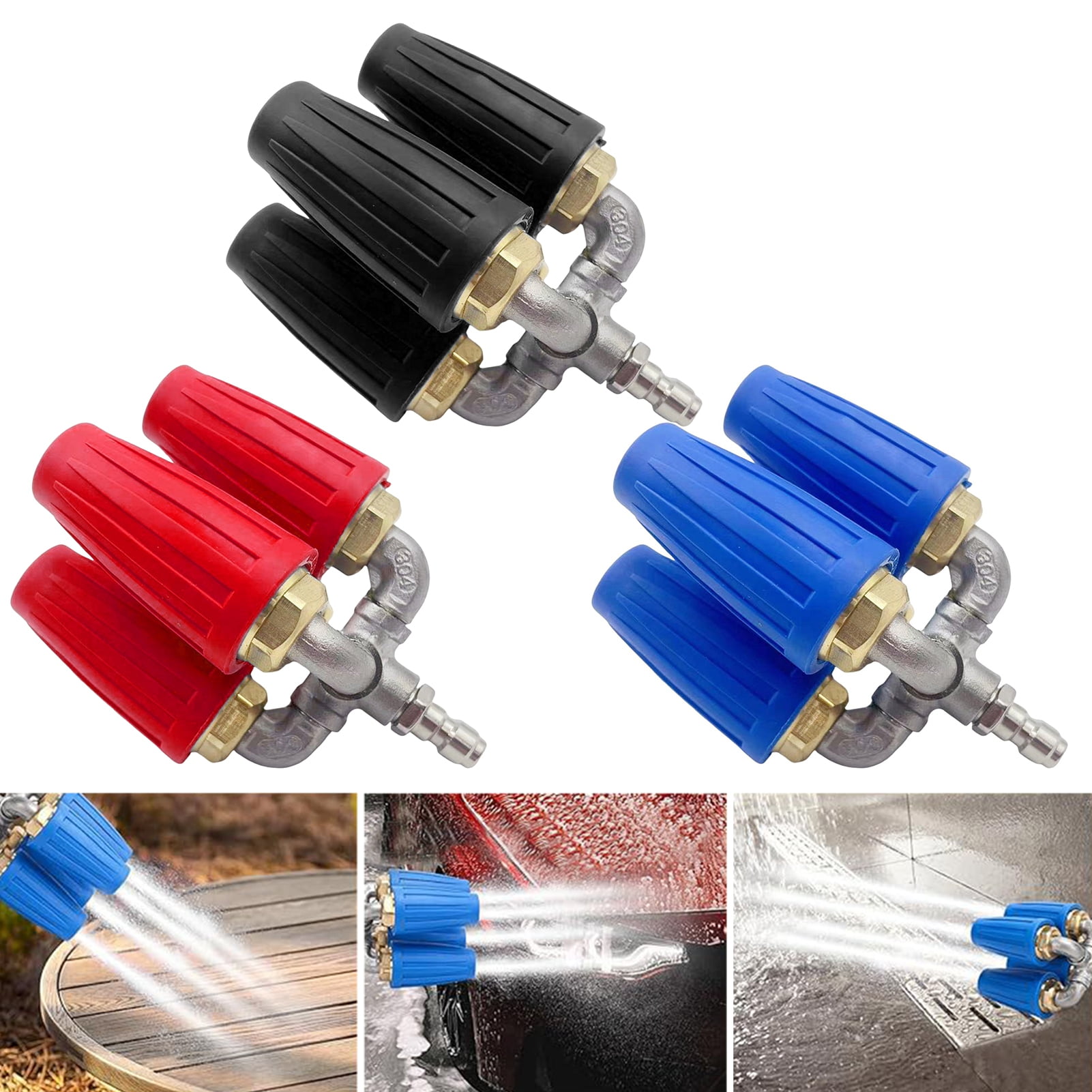 Jiledu 4-in-1 Pressure Washer Turbo Nozzle 4000 PSI 360-Degree Rotating ...