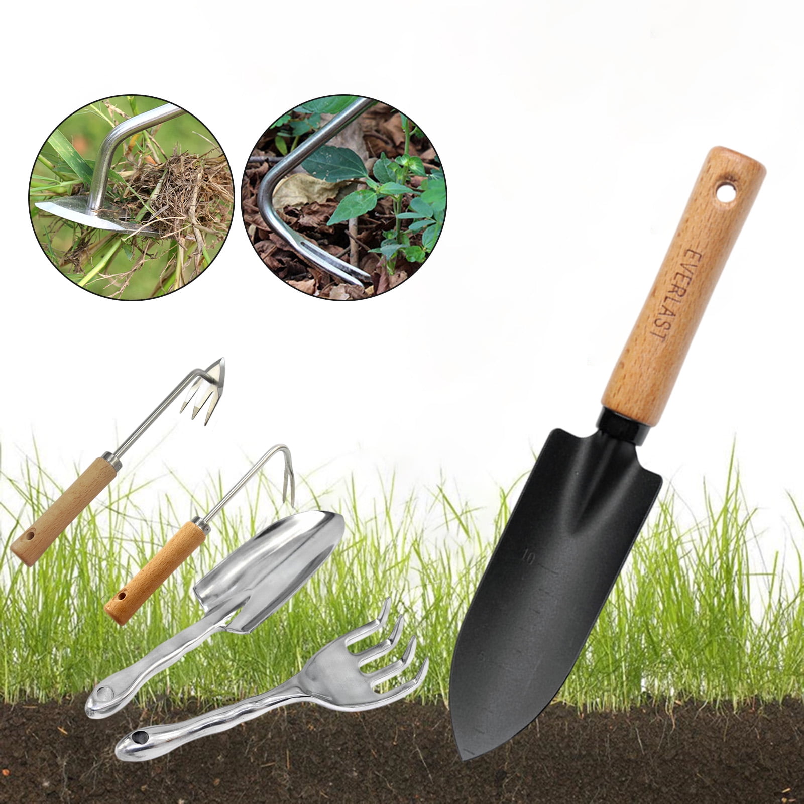 Jiledu Garden Hand Tools, 3 Claws Long Handle Grass Remover Sharp ...