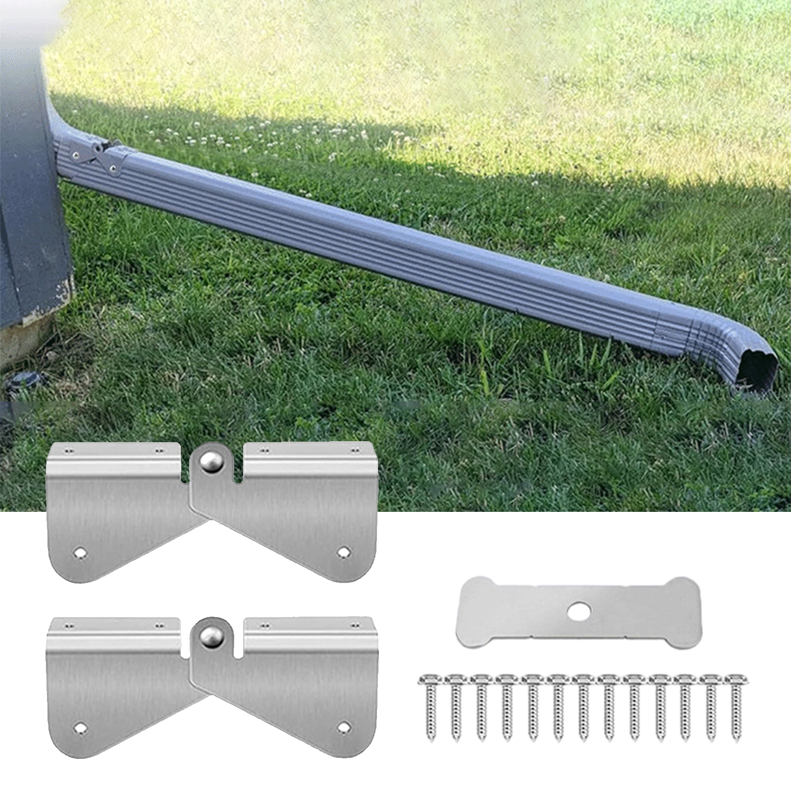 Jiledu Gutter Extension Hinges 2/4Pcs Easy DIY Install Any Size Rectangle Square Downspout Flip ...