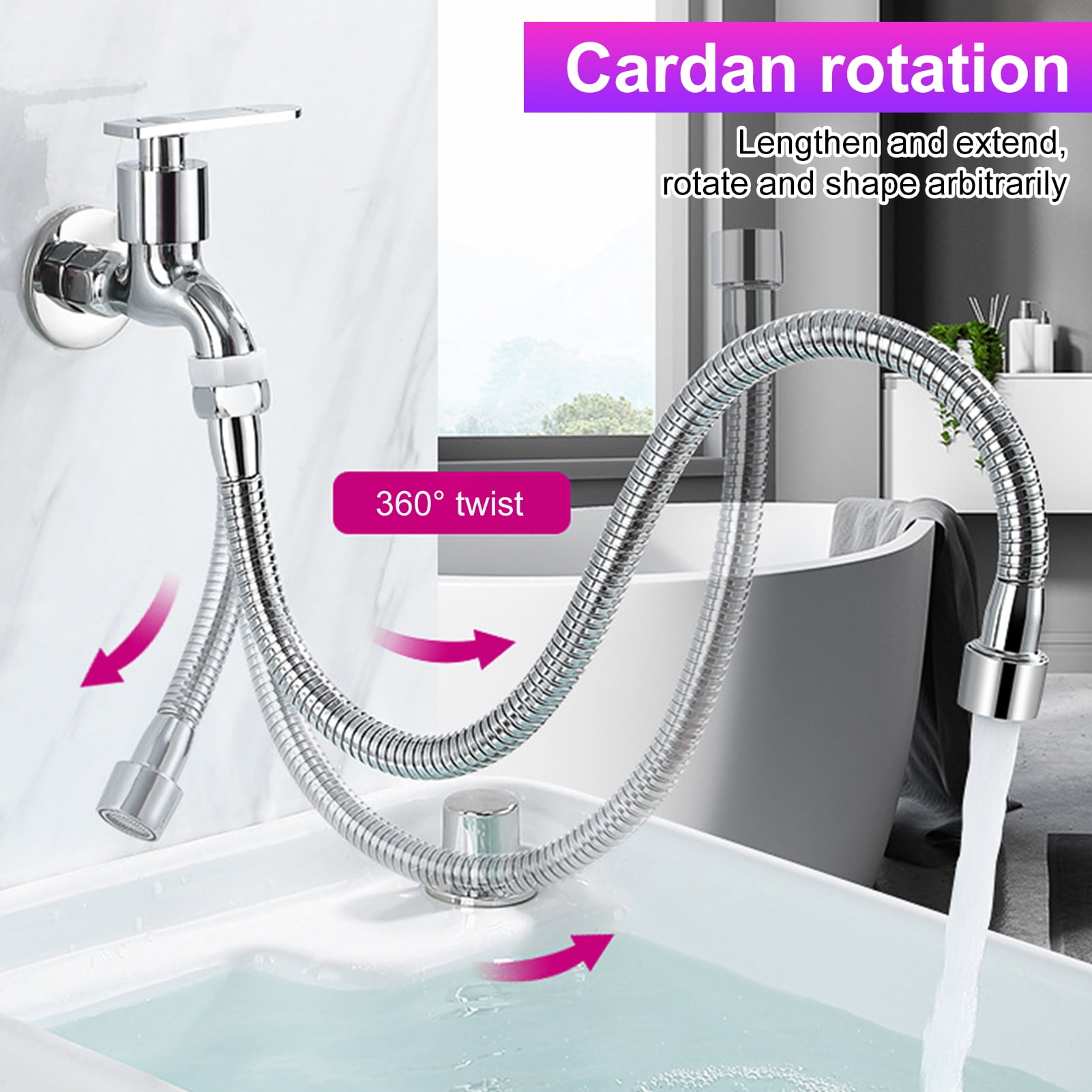Jiledu Kitchen Faucet Extender Stainless Steel Foldable Lengthy Design ...