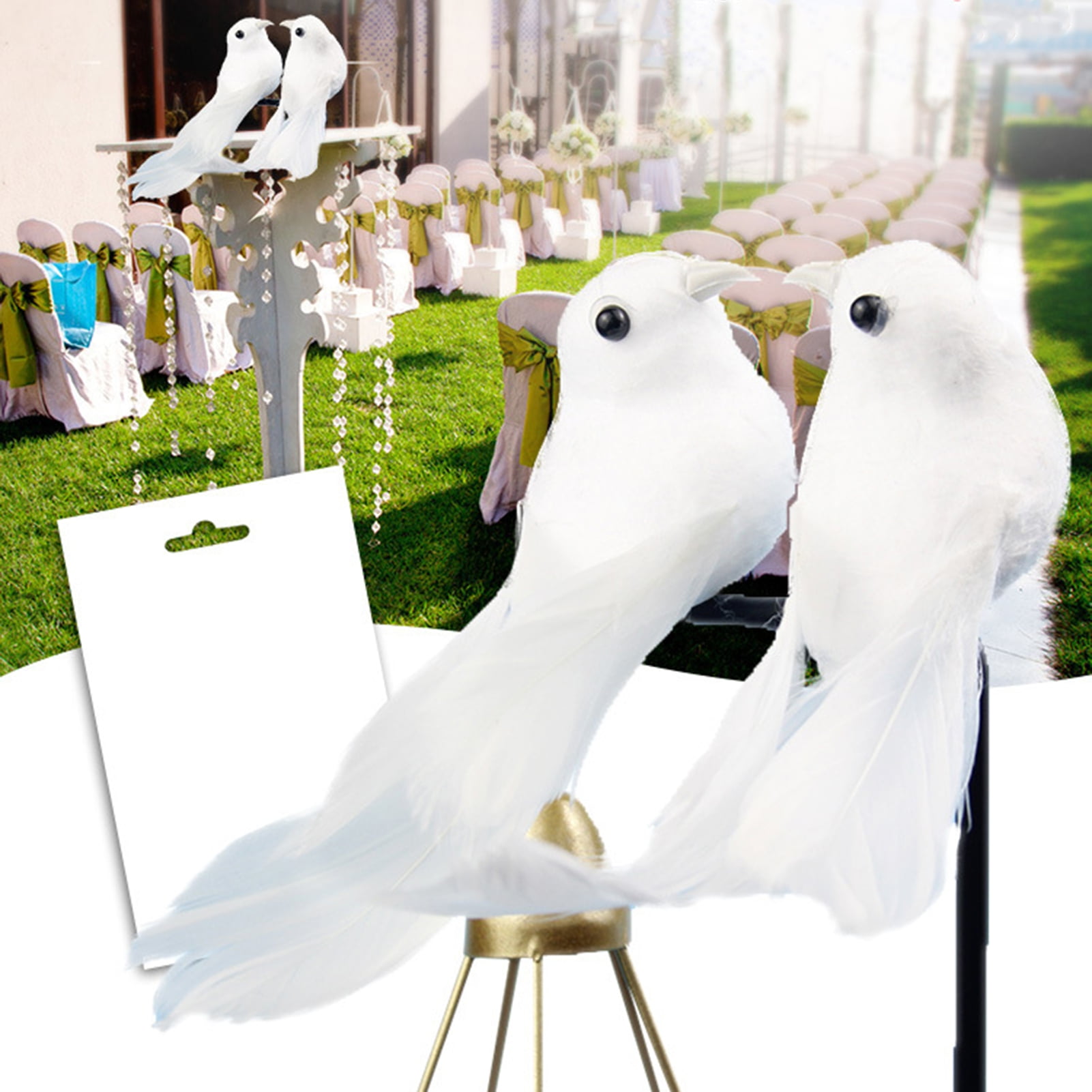 Jiledu Realistic Handmade Artificial Dove Feathered Foam Bird for ...