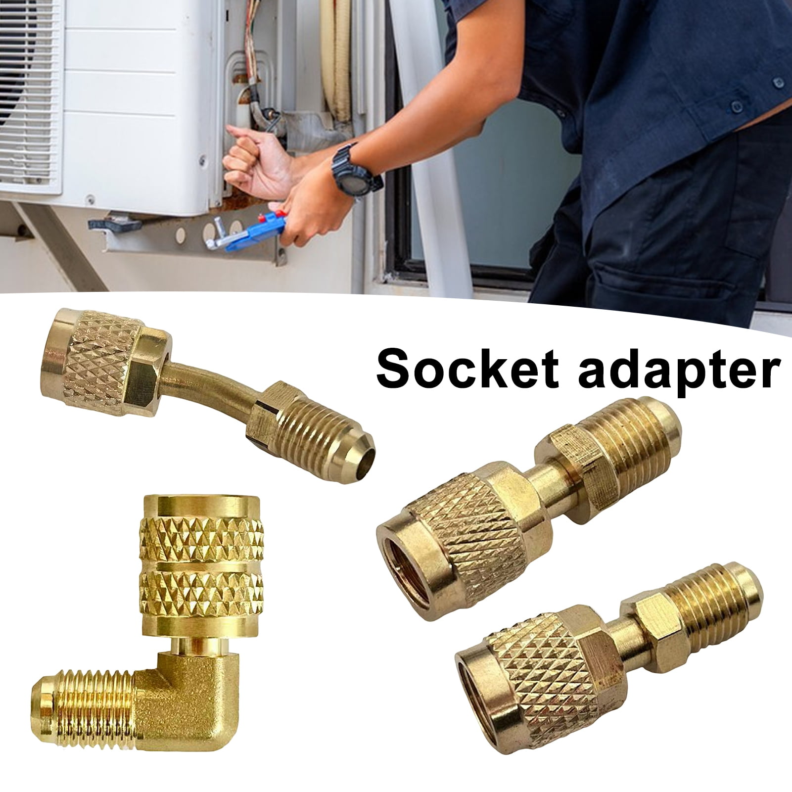 Jiledu Refrigerant Brass Adapter Rustproof Corrosion Resistant R32 ...