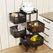 Kitchen Storage Cart Rotating Basket Vegetable Rack Multi-Layer Storage ...