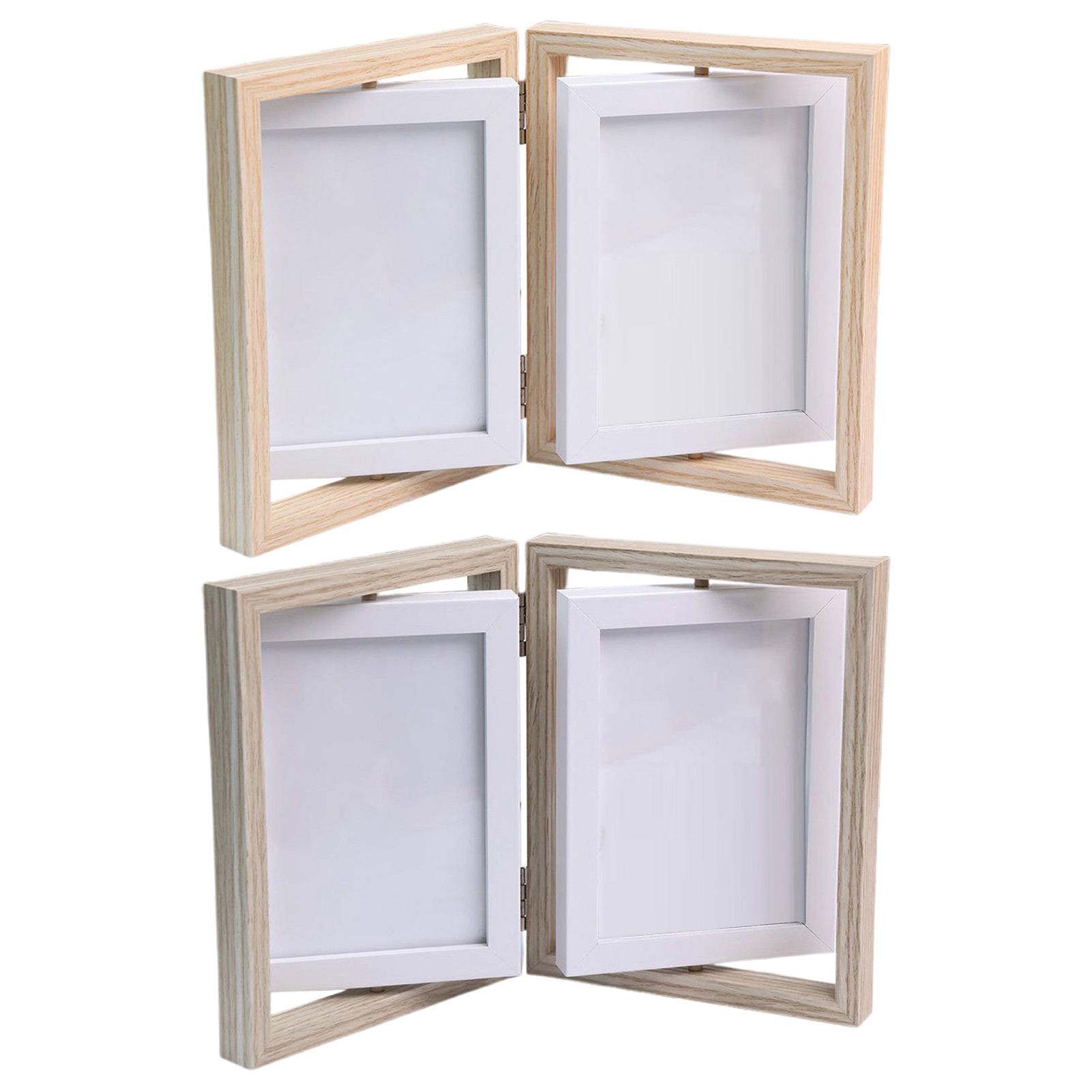 Jiledu Vertical Double Picture Frame with Plexiglass, Rustic Bi-Fold ...