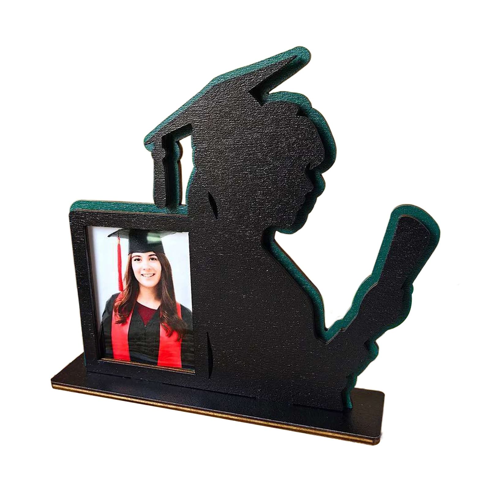 Jiledu Wooden Graduation Photo Frame Grad Hat Graduates Outline Desktop ...