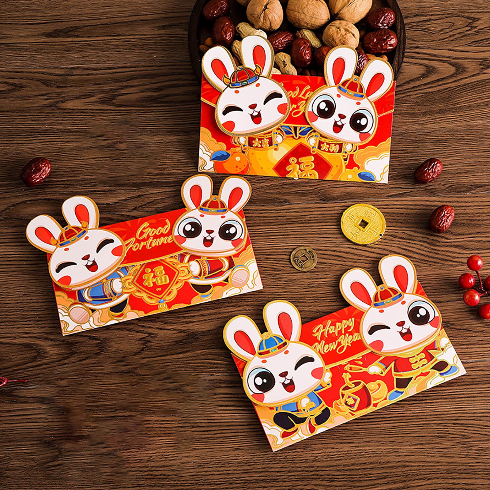 JilgTeok 2023 Rabbit Year Red Bag Fashion New Year Wedding Fold Red Bag ...