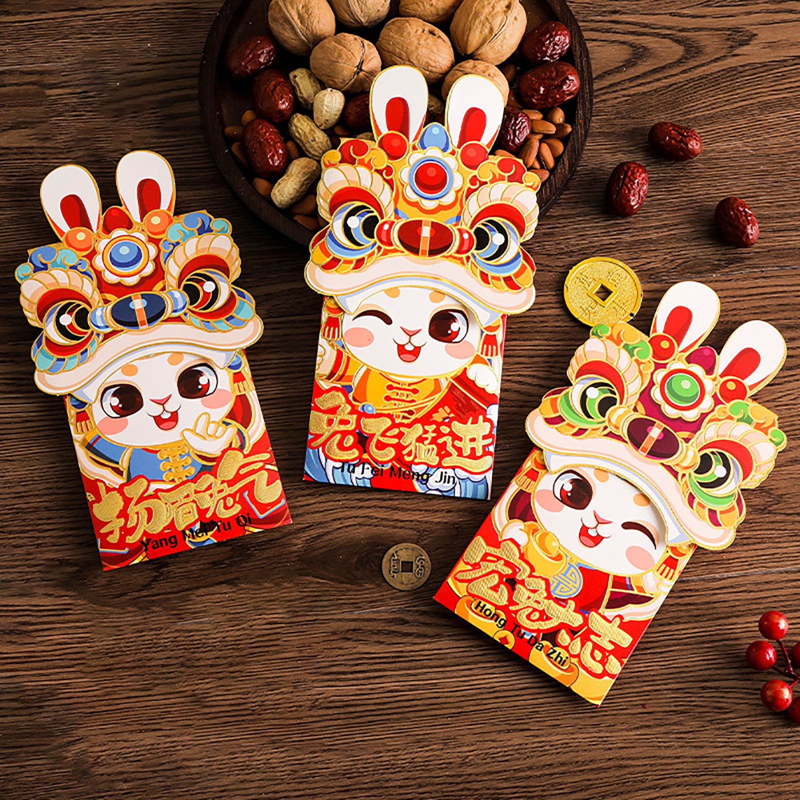 JilgTeok 2023 Rabbit Year Red Bag Fashion New Year Wedding Fold Red Bag ...