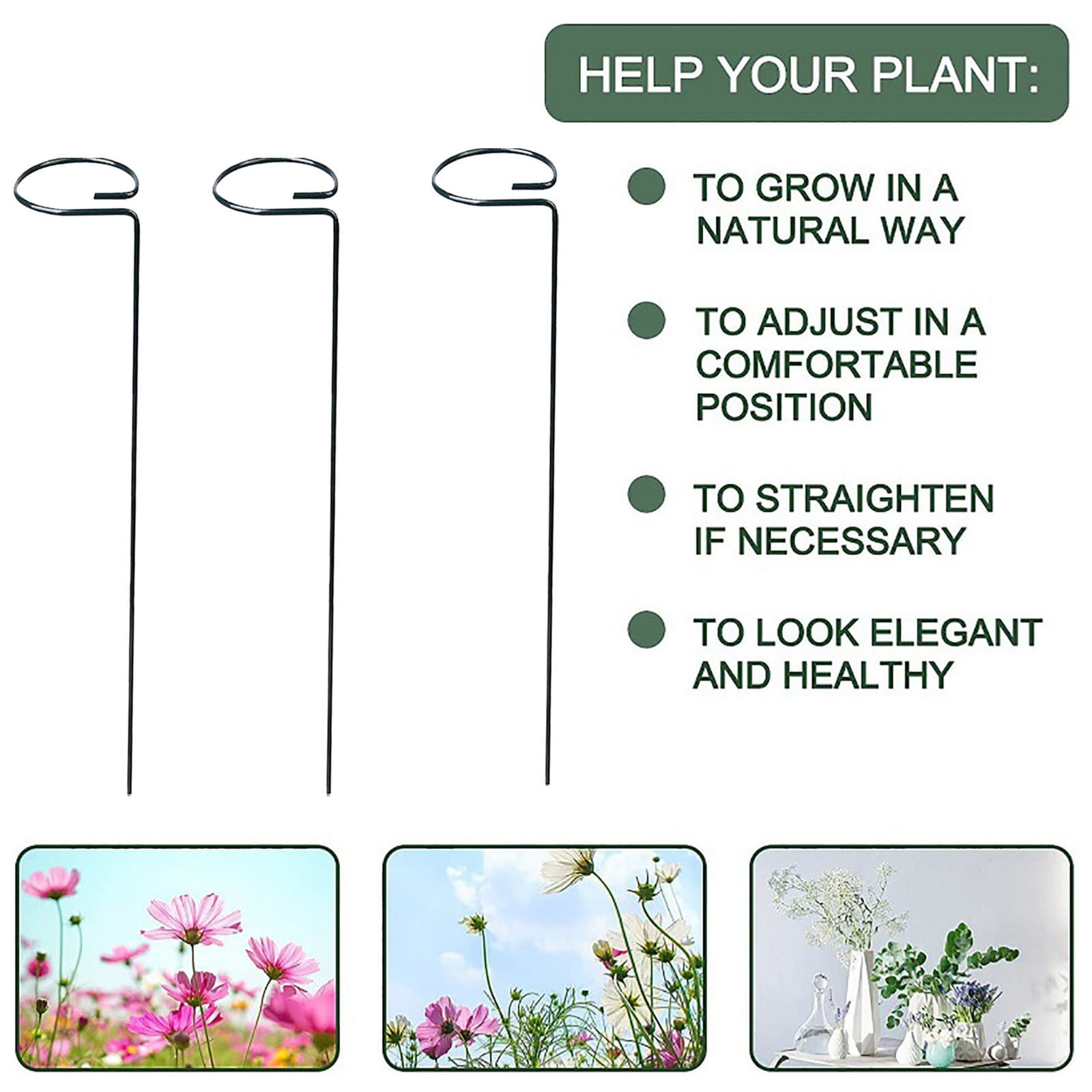 JilgTeok 3 Packs 10 Pack Green Metal Garden Stakes for Tomatoes ...