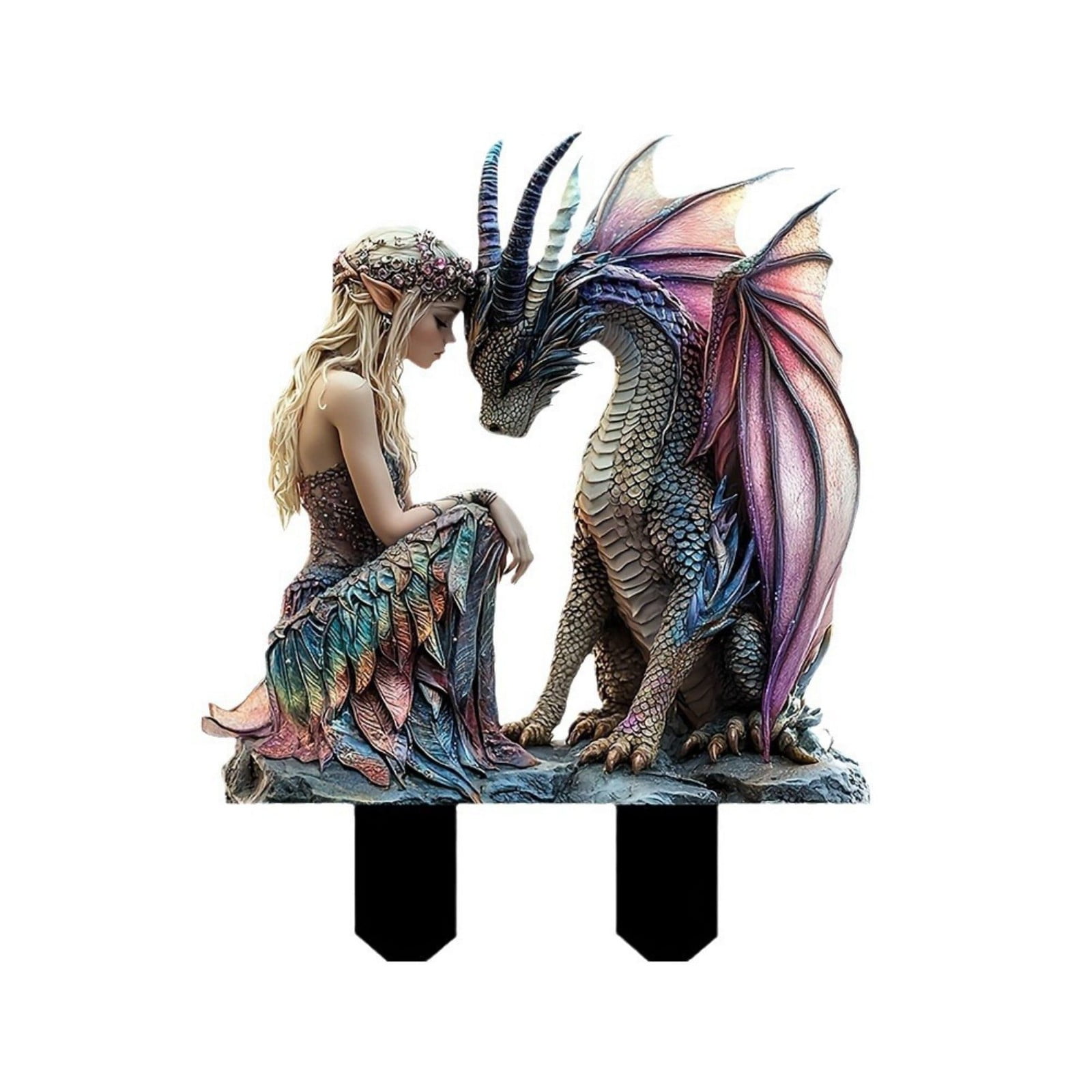 JilgTeok 3 Packs Fantasy Beautiful Elves Dragon Stake Ornaments Dragon ...