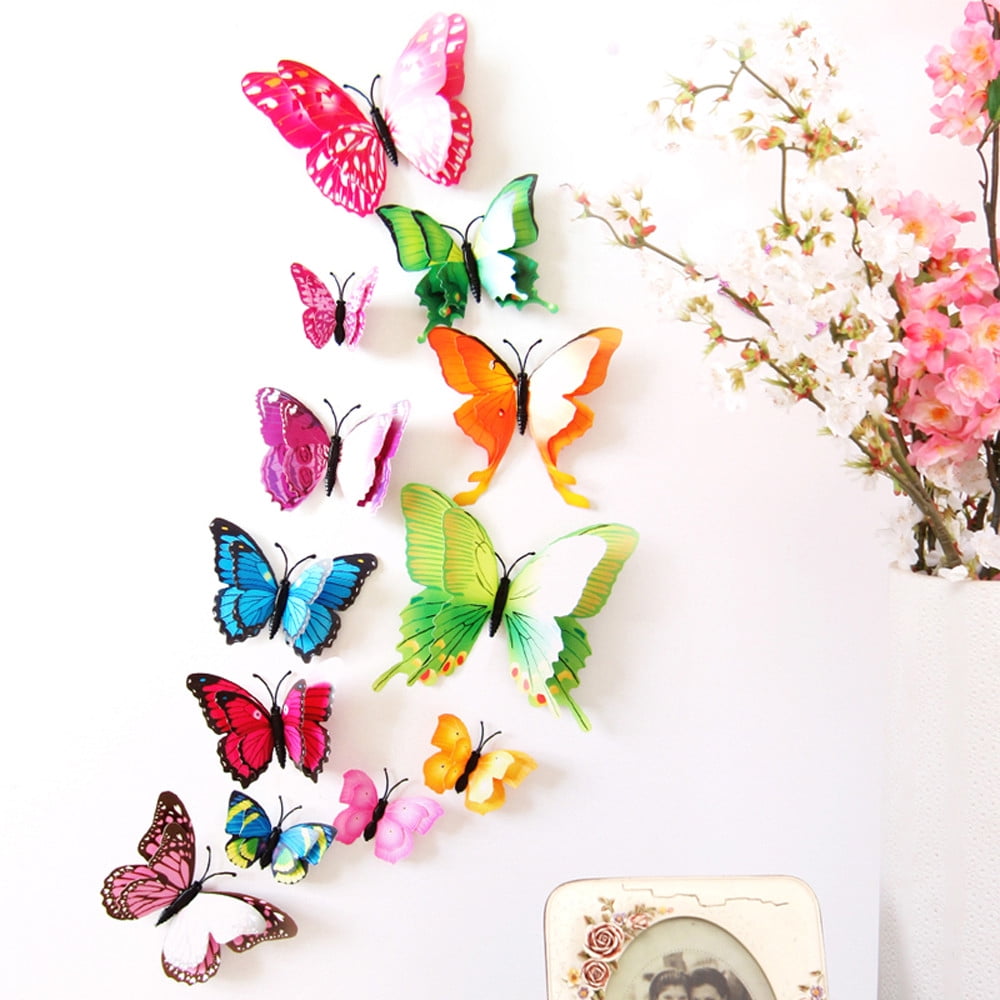 JilgTeok 4 Packs 12pcs Butterfly Wall Stickers Home Decor Room ...