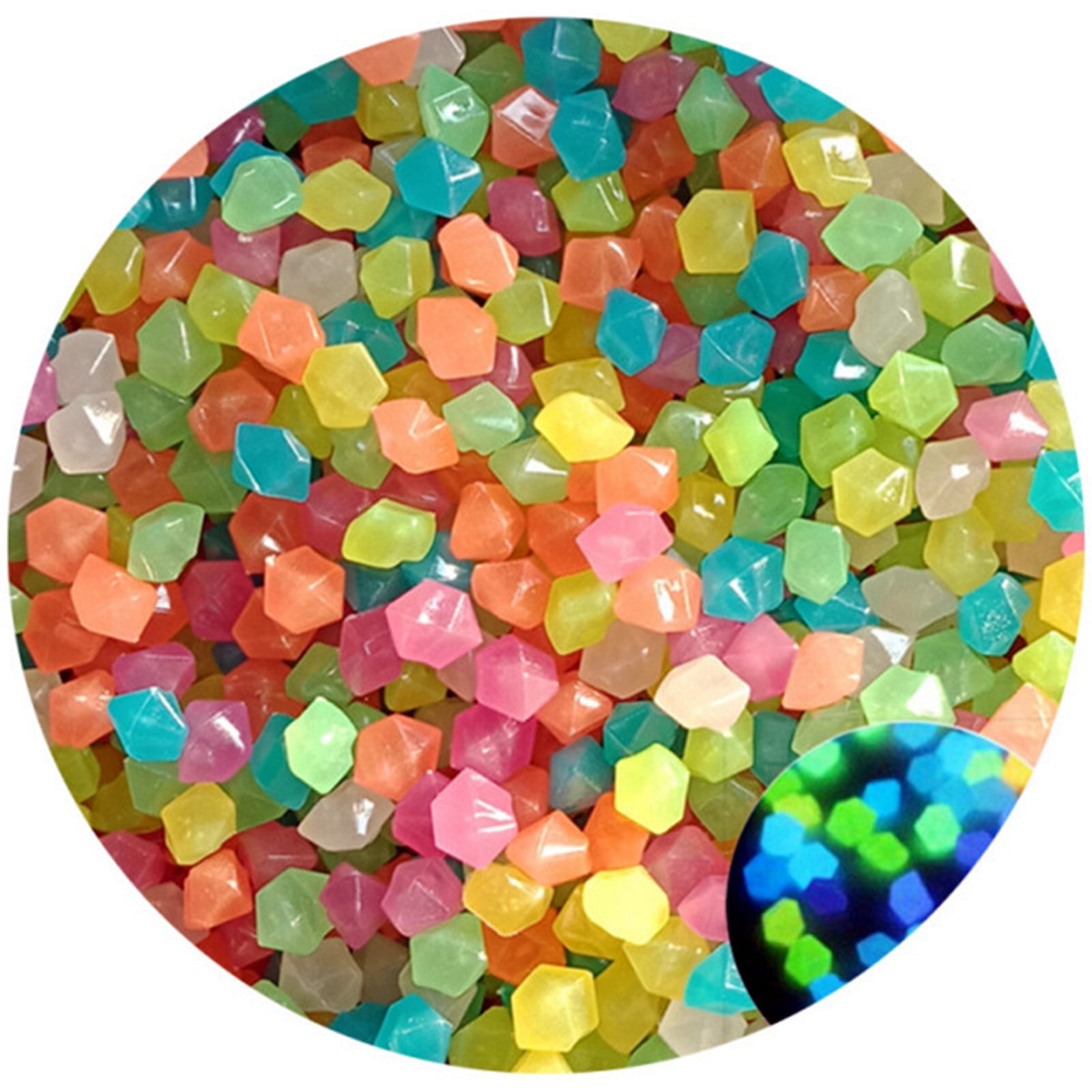 JilgTeok 4 Packs 200pcs Colorful Glowing Stones Rhombus Glowing Pebbles ...