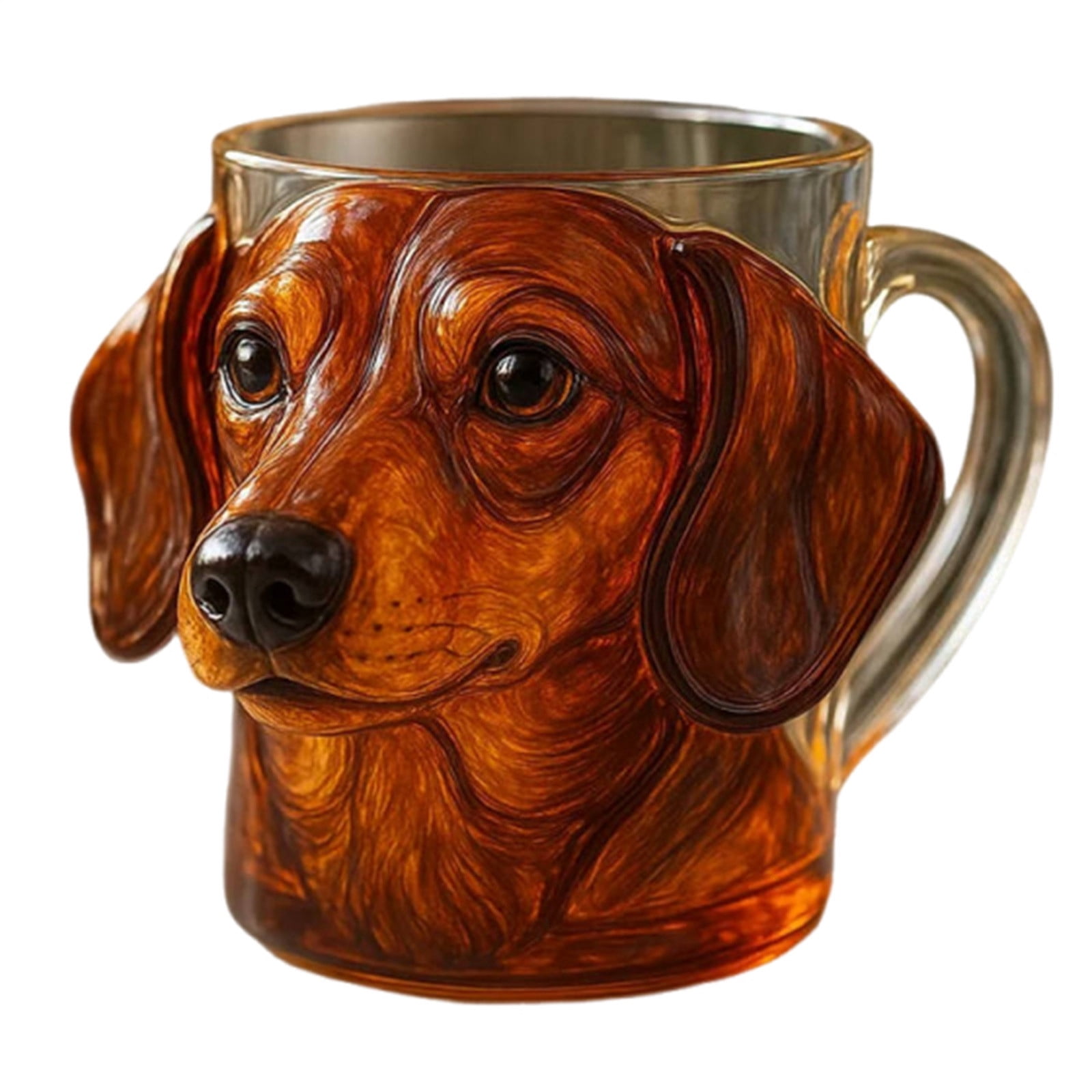 JilgTeok 4 Packs Cute Dog Face Shape Glass Coffee Mug with Handle Large ...