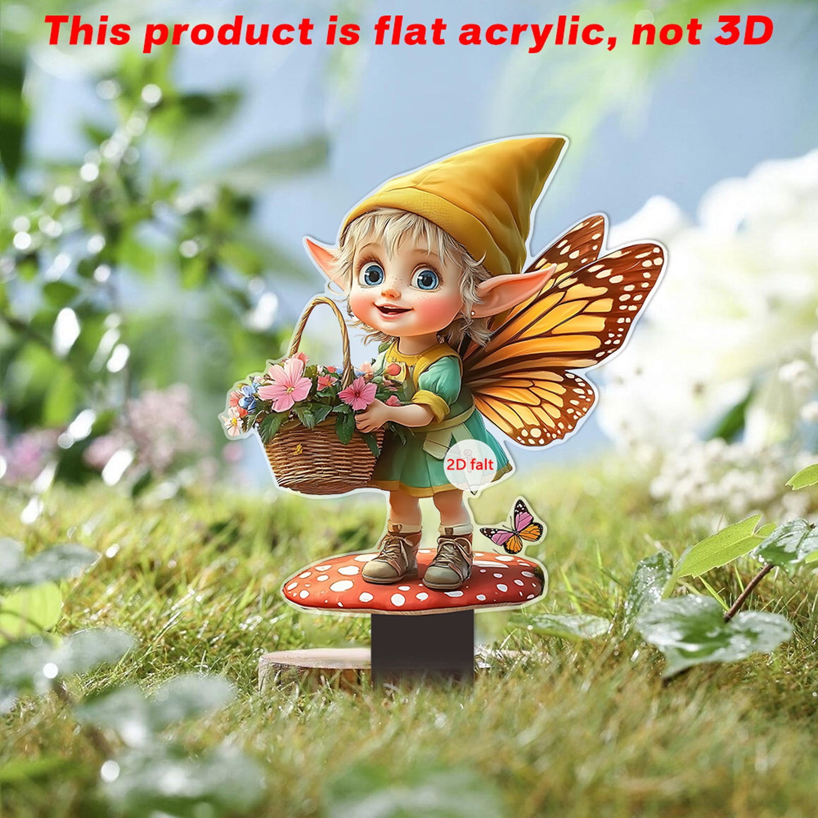 JilgTeok 4 Packs Female Celestial Elf 2D Flat Arcylic Ornament Stakes Plug in Ground Waterproof ...