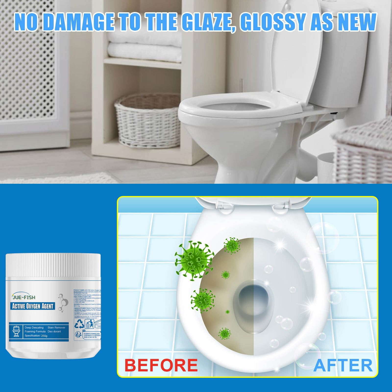 JilgTeok 4 Packs Toilet Activated Agent Sanitary Scale Removal Cleaner ...