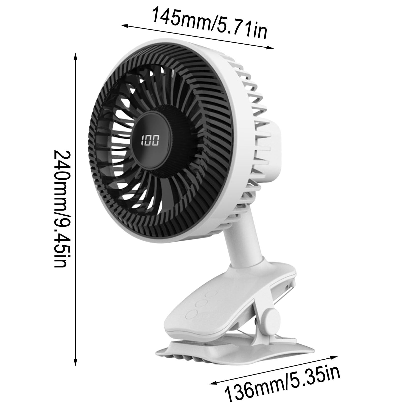 JilgTeok 4 Packs USB Clip Fan with LED Display Speed Adjustable 2000mAh ...