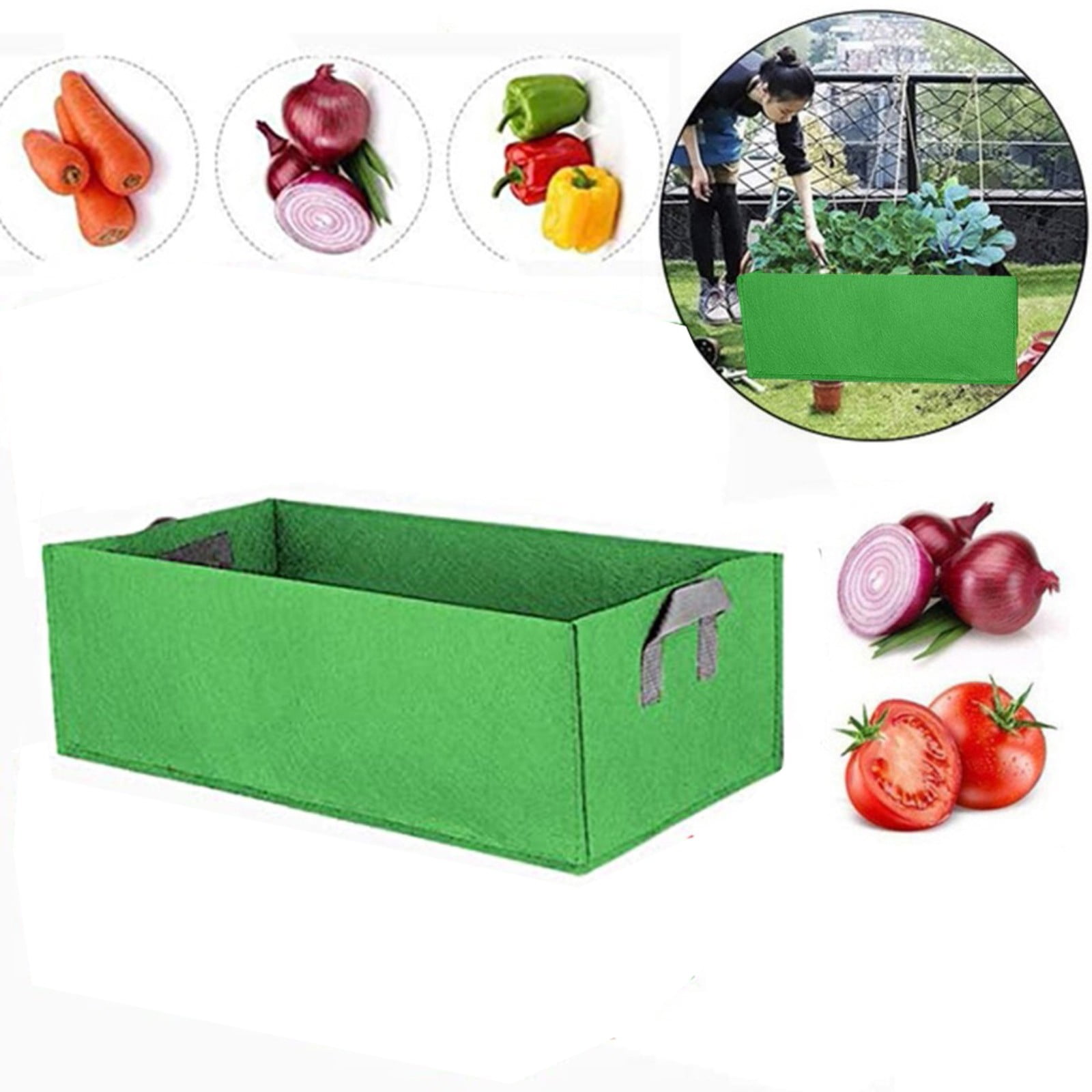 JilgTeok 5 Packs Fabric Garden Bed Rectangular Garden Growing Bag ...