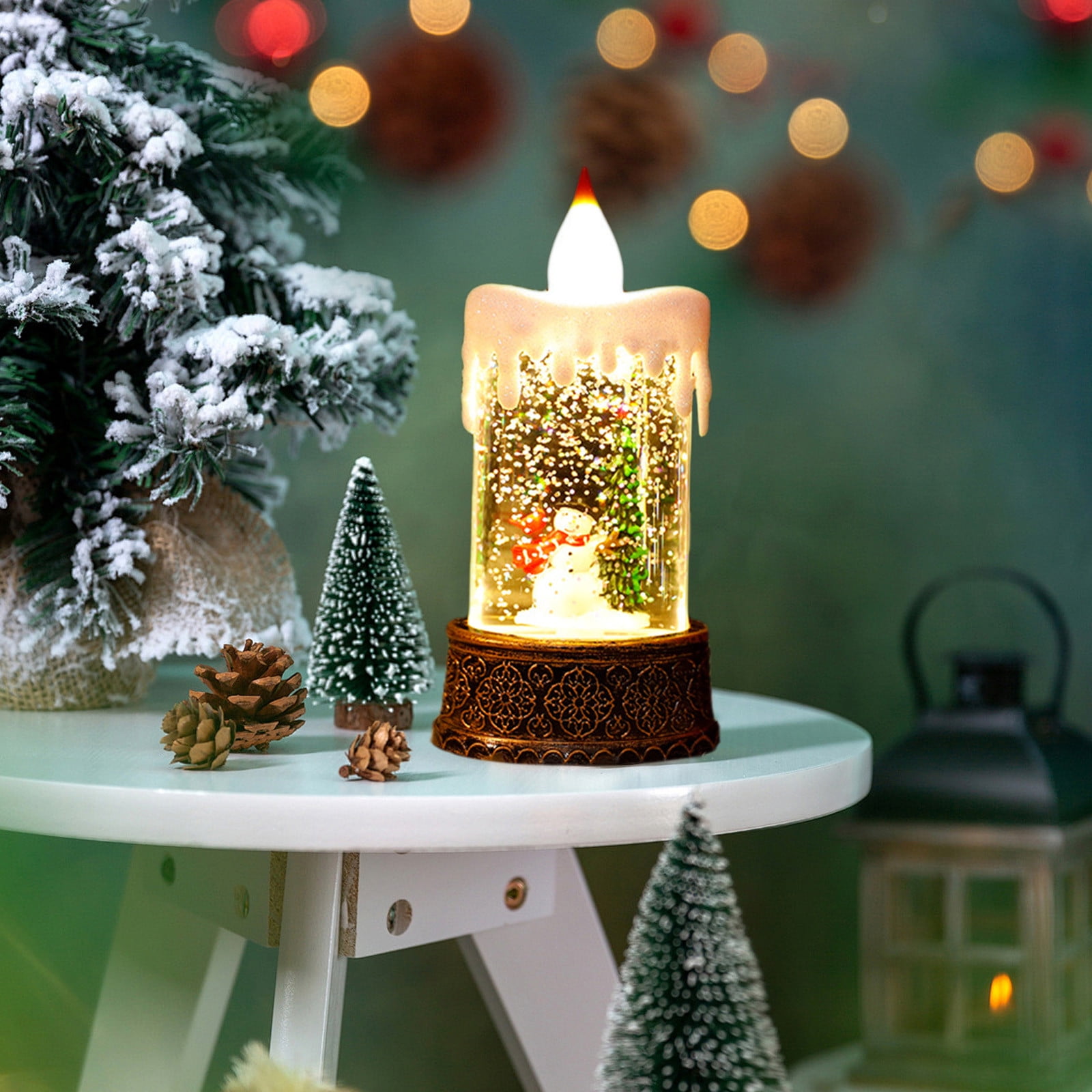 JilgTeok Christmas Santa Claus Snow Globe,Christmas Glitter LED Candle ...