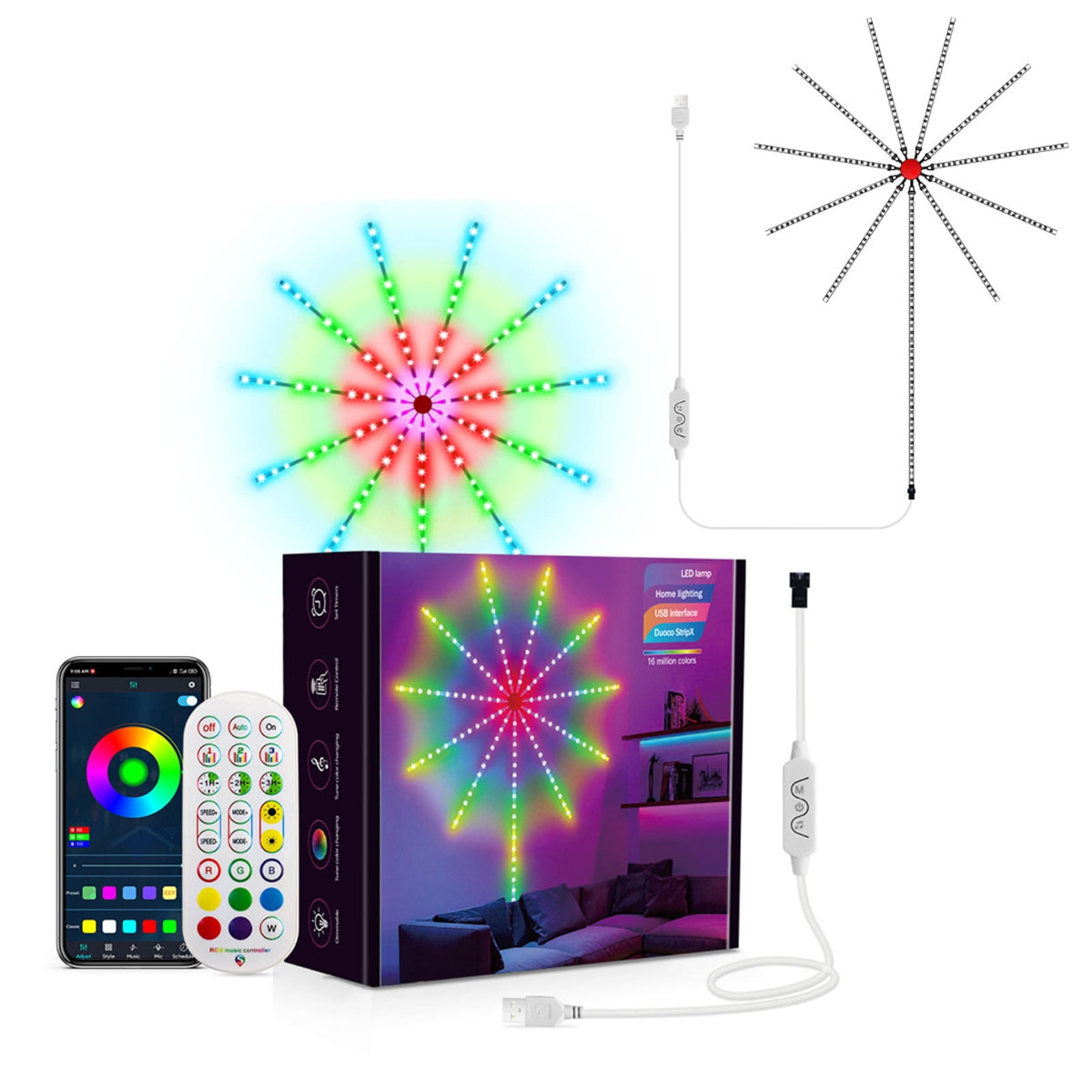 JilgTeok Fireworks LED Lights, RGB Firework Lights, Rainbow Color ...