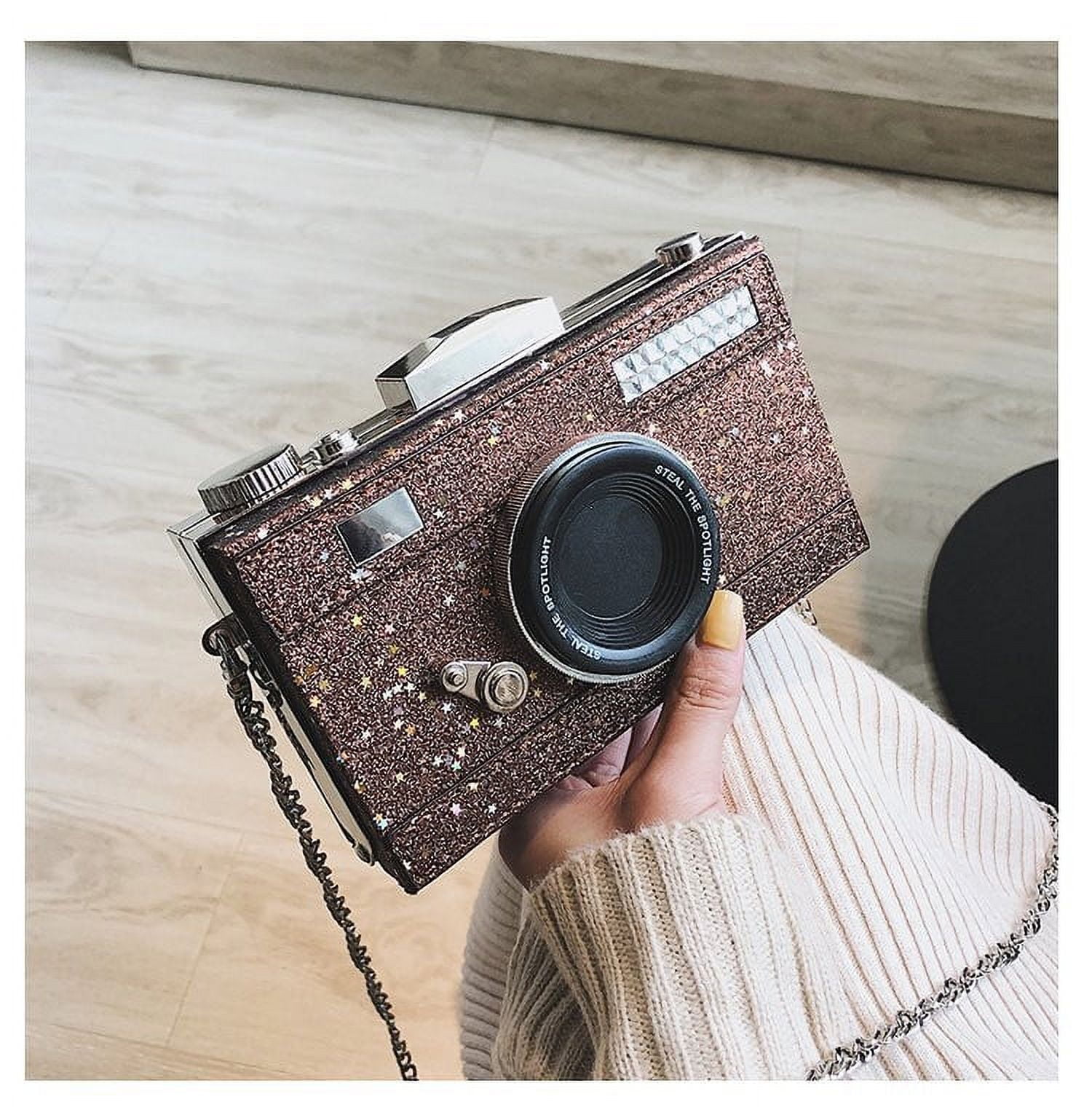 JilgTeok Glitter Camera Shaped Bag,Crossbody Bag Evening Camera Shaped ...