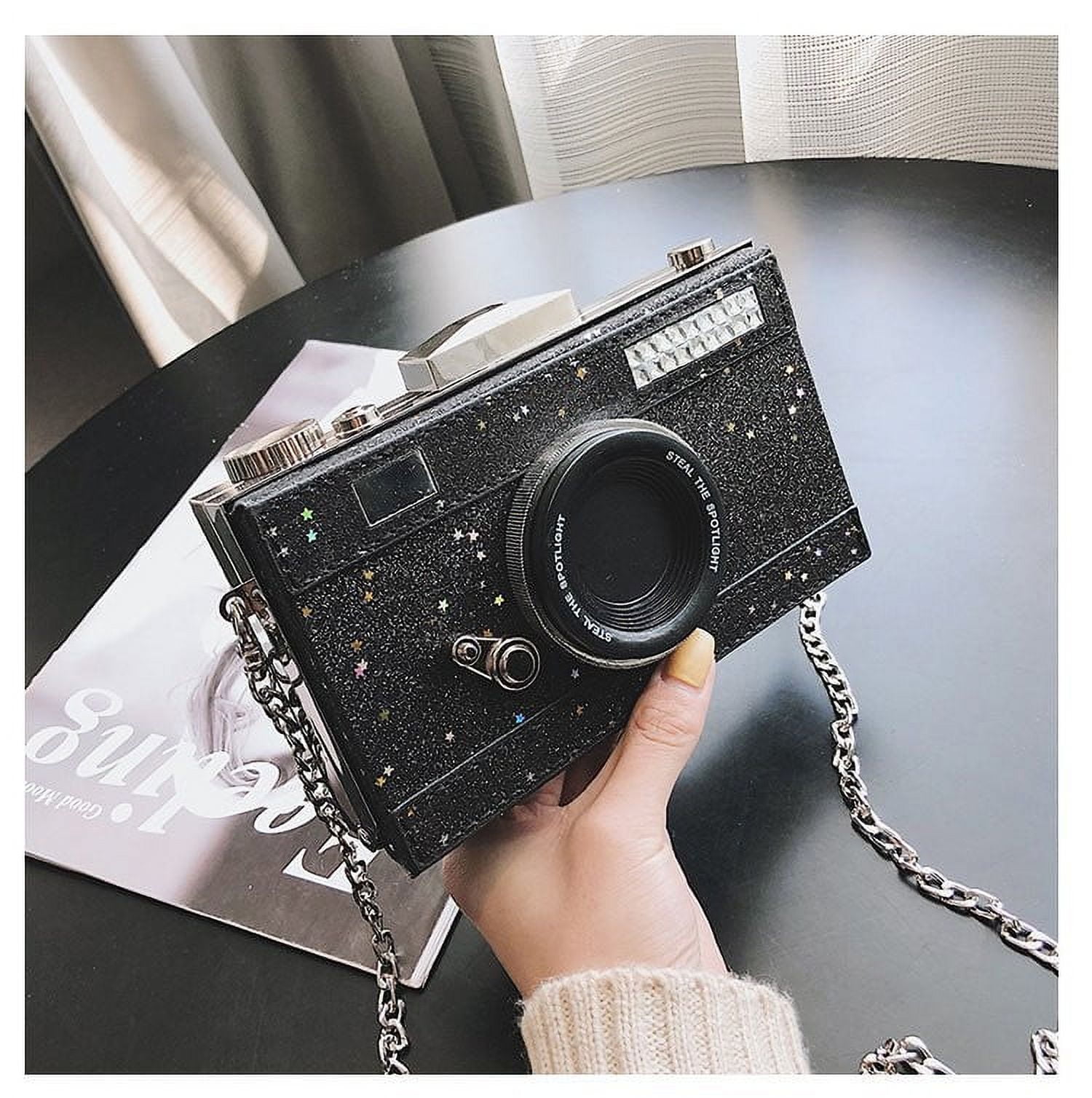 JilgTeok Glitter Camera Shaped Bag,Crossbody Bag Evening Camera Shaped ...
