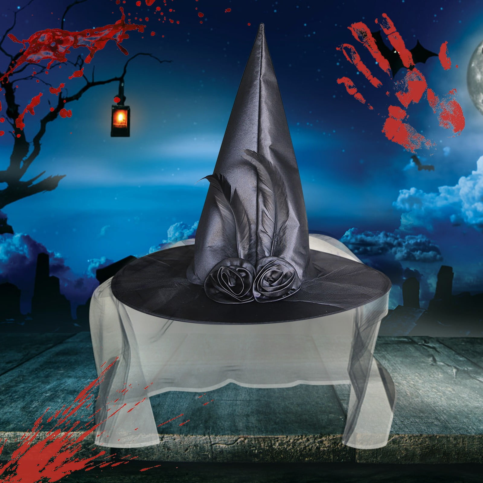 JilgTeok Halloween Witch Hat Magician Hat Hair Accessories Velvet Rose ...