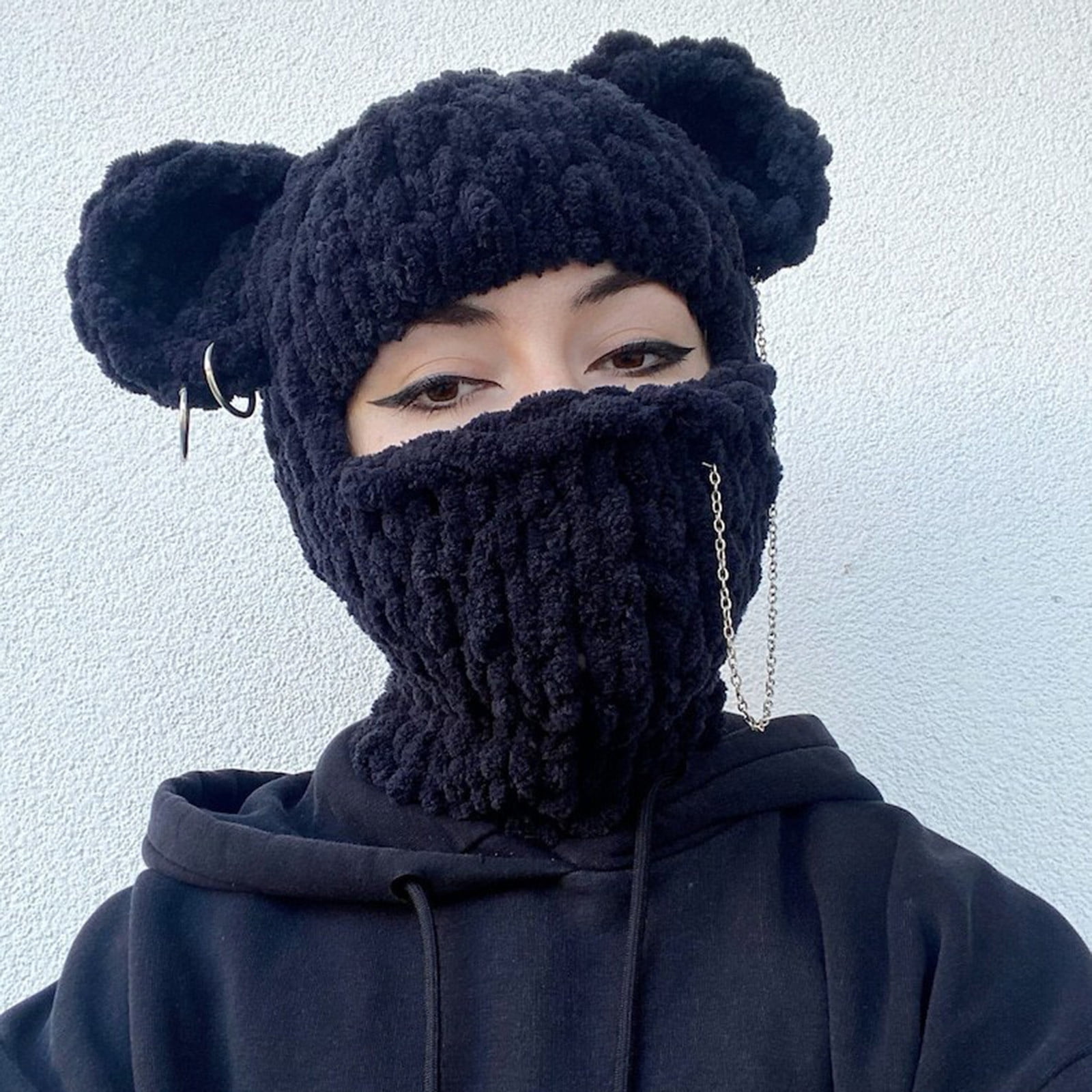 JilgTeok Head Cover New Sweet Cool Wind Hat Hand-knitted Plush Hat Big ...