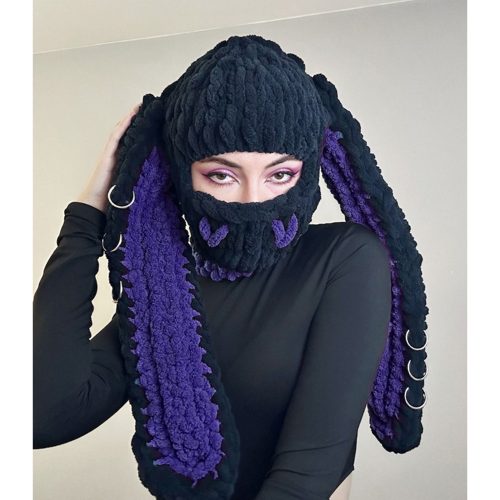 JilgTeok Head Cover New Sweet Cool Wind Hat Hand-knitted Plush Hat Big ...