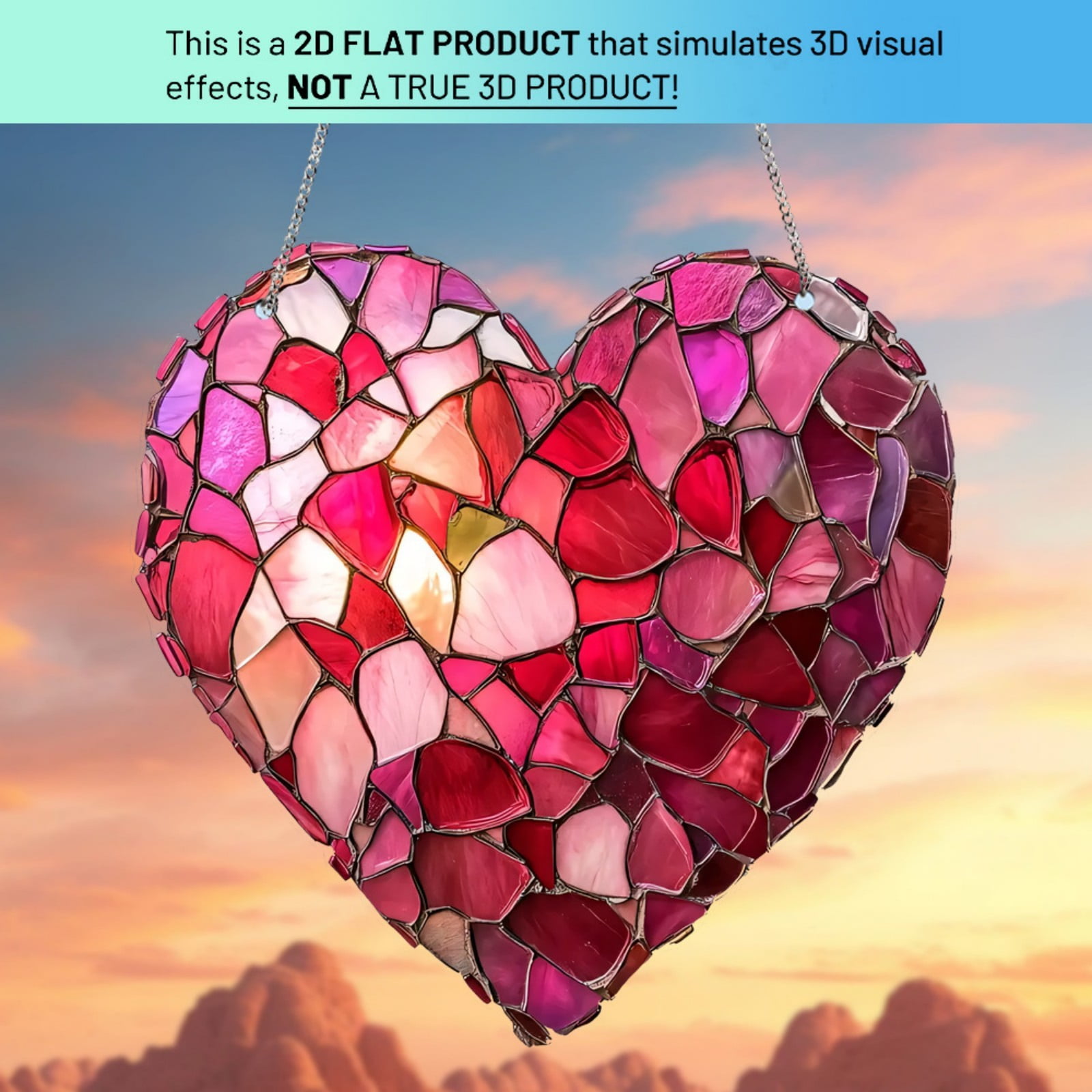 JilgTeok Heart-Shaped Stained Acrylic Window Hanging, Heart Suncatchers ...