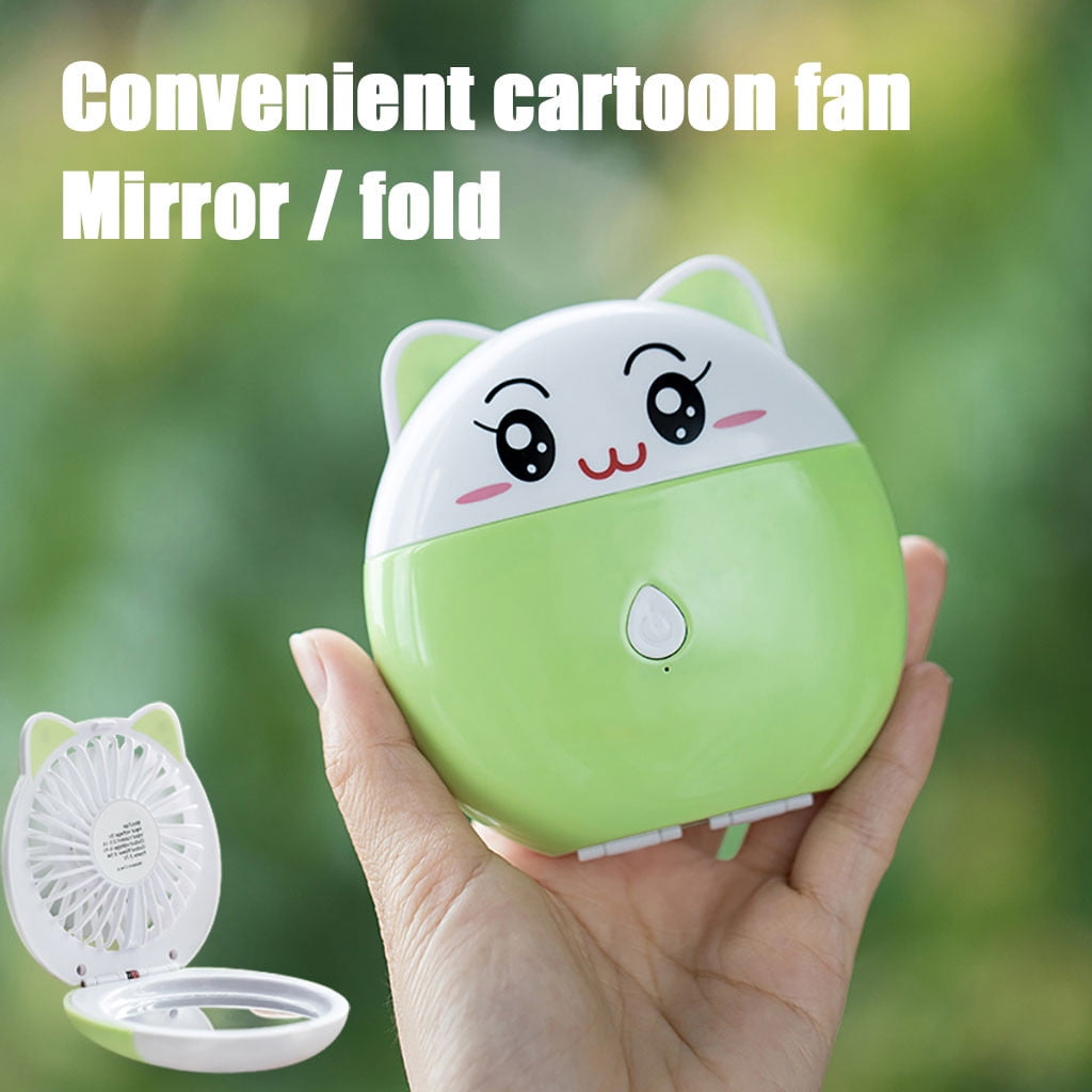 JilgTeok Portable Mini Usb Fan Explosion Pig Makeup Mirror Fan Handheld ...