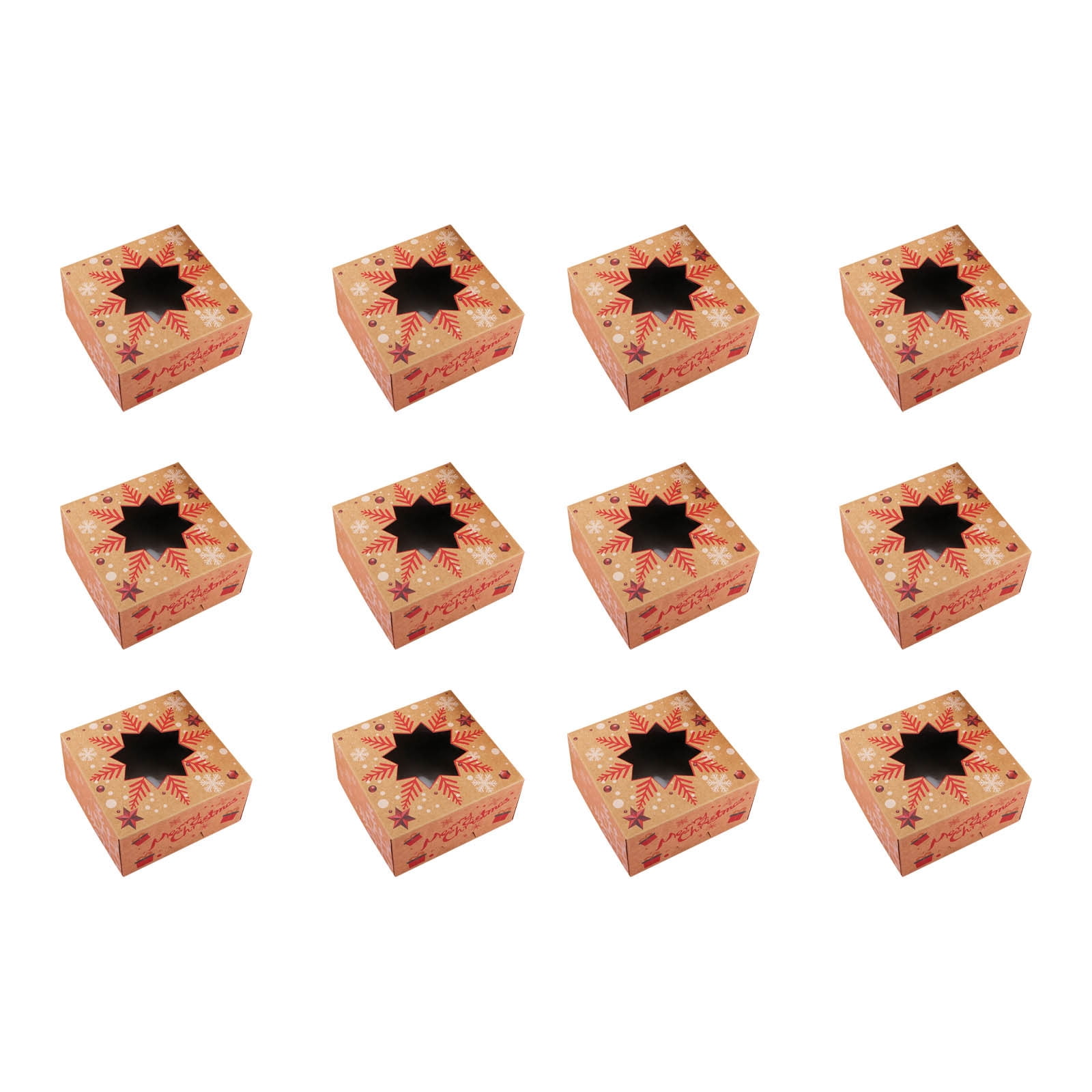 Jilgteok 1/6/12Pc Christmas Baking Snack Box Packaging Paper Box ...