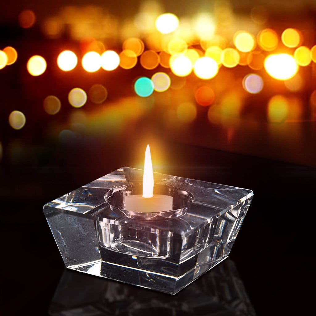 JilgTeok Travel Essentials Clear Crystal Glass Candle Tea Light Stand ...