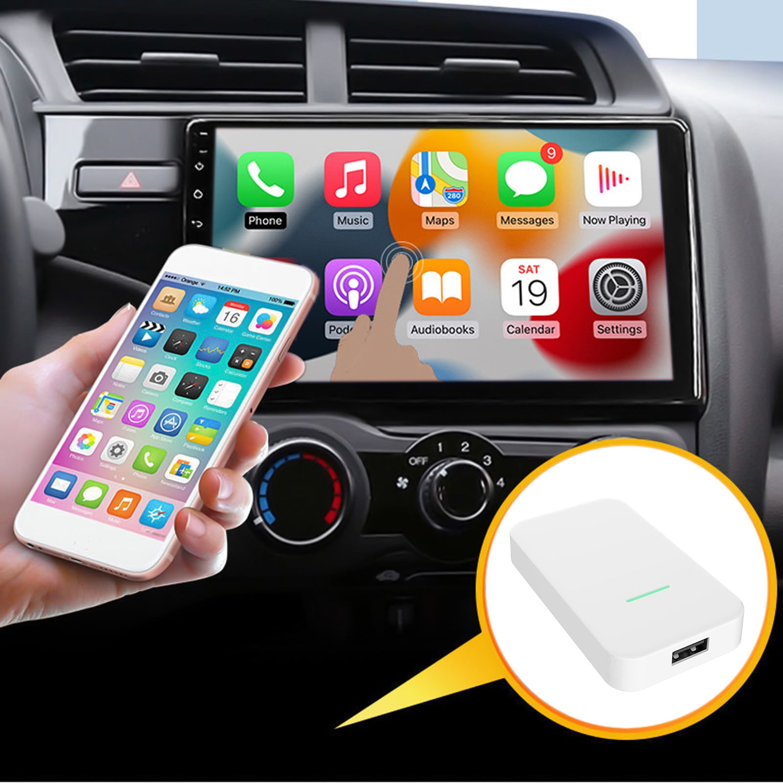 JilgTeok Wireless Car Play Box for Original Car Wired to Wireless ...