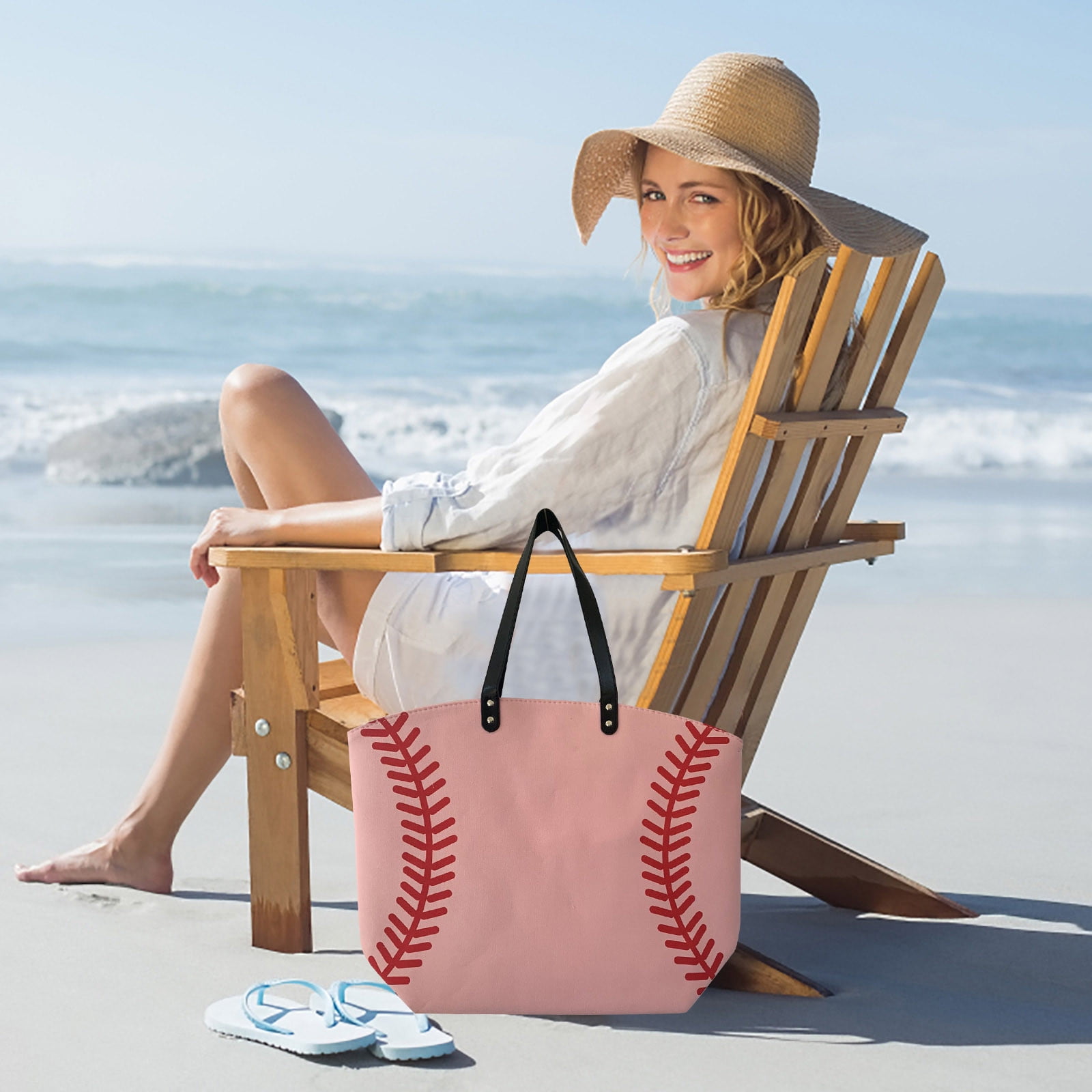 JilgTeok Women's Soccer Canvas Tote Bag,Sports Beach Bag Casual ...