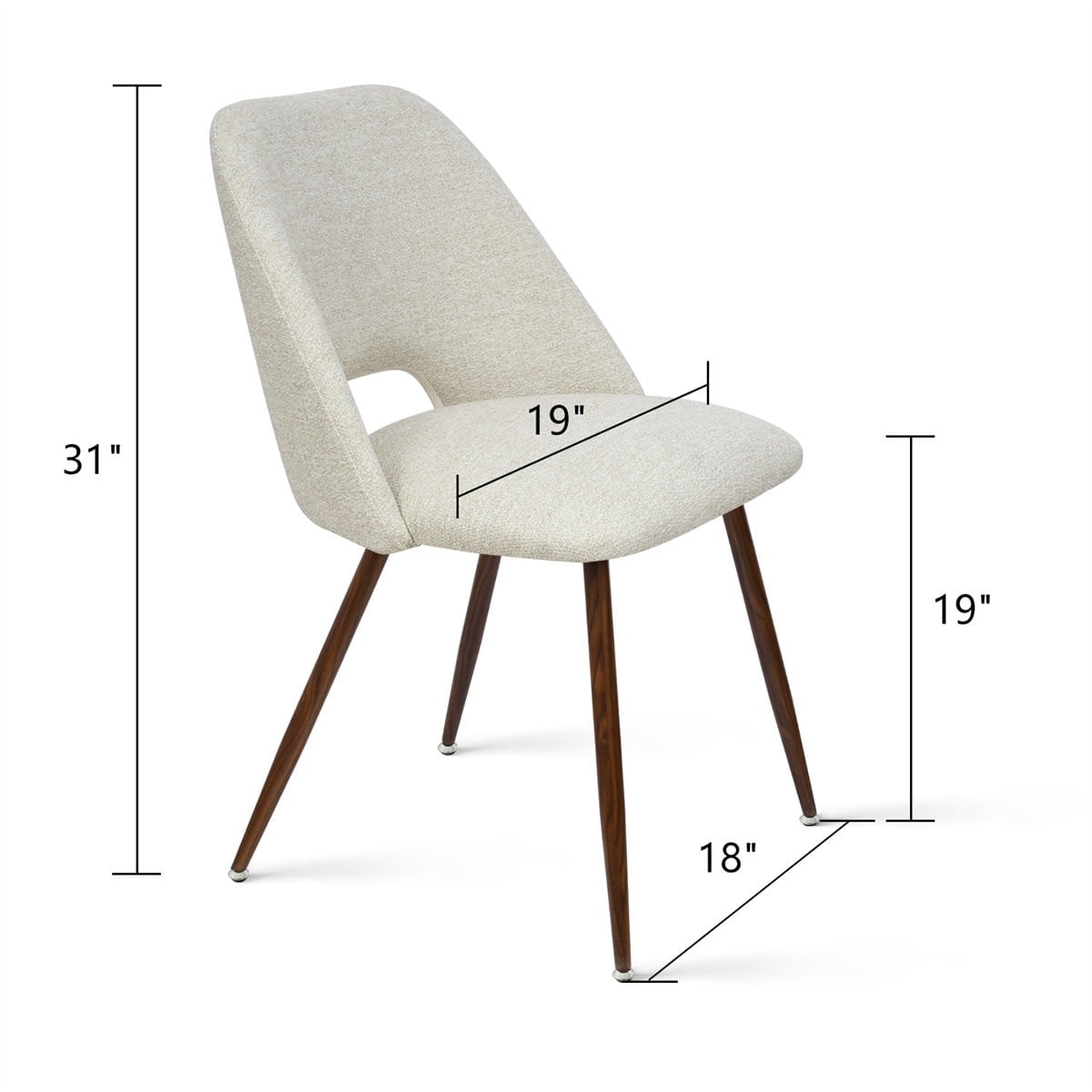 Jili Creation Upholstered Modern Cutout Back Dining Chair with Walnut ...