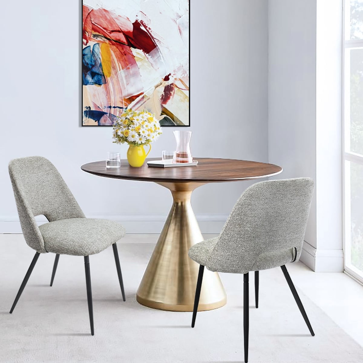 Jili Creation Upholstered Modern Dining Chair Cutout Back Kitchen ...