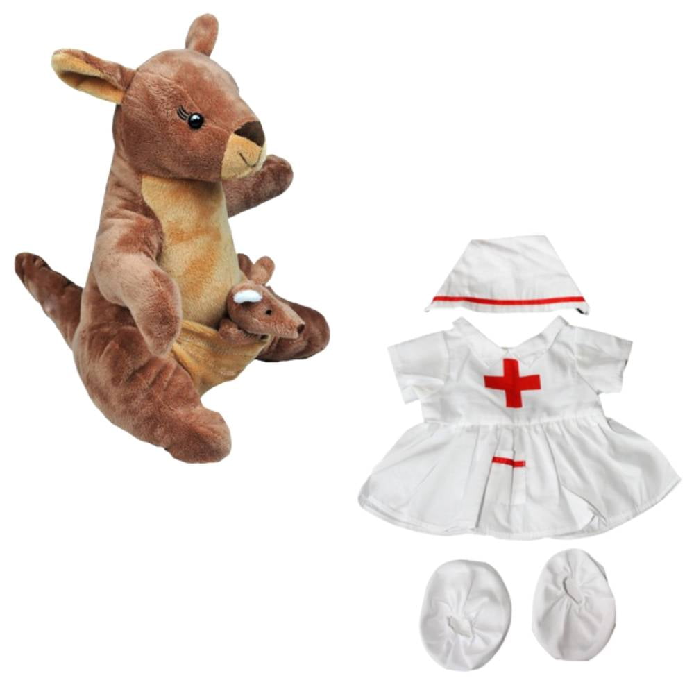 Jill & Joey Kangaroo’s with Nurse Outfit - 16 Inch Kangaroo Plush Toy ...