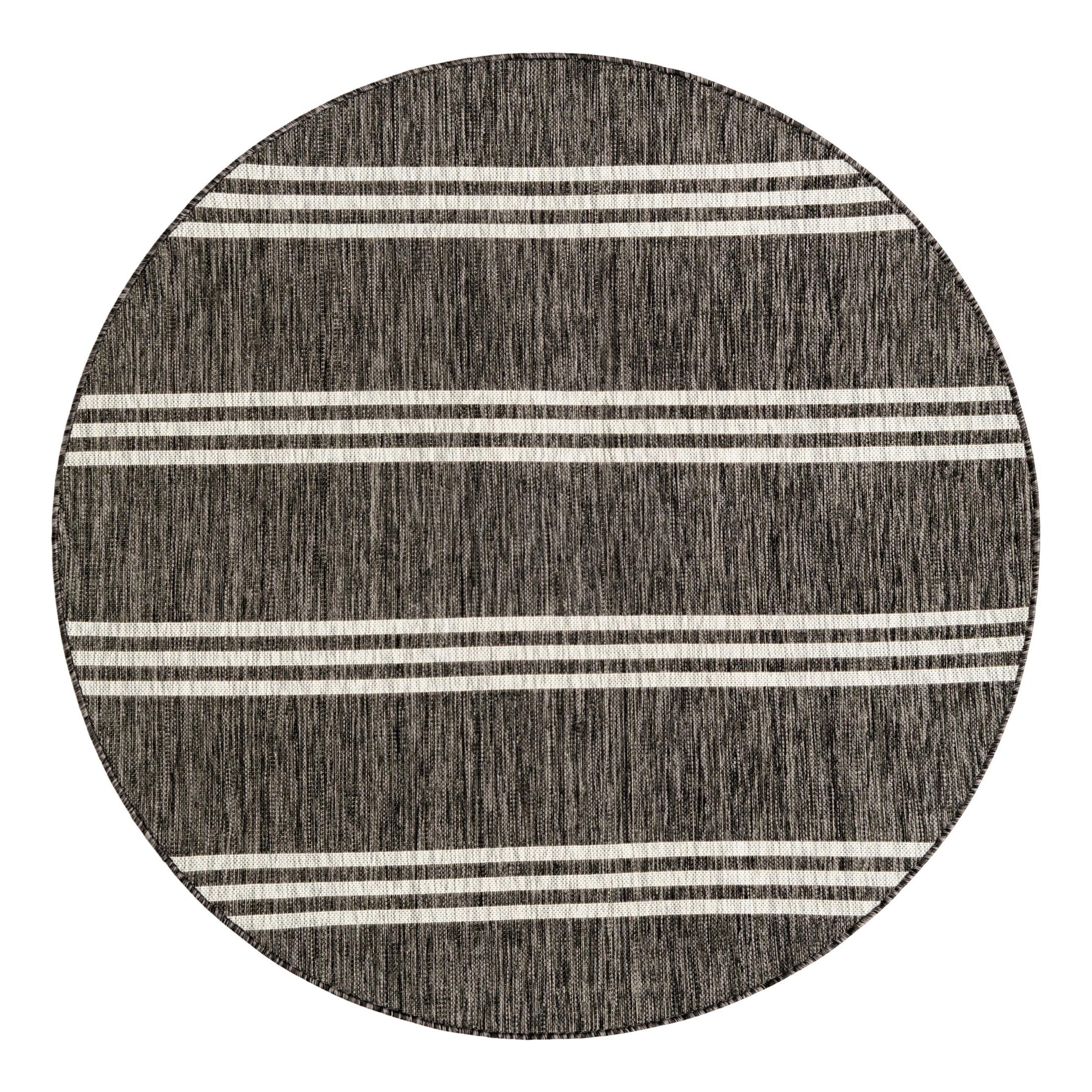 Jill Zarin Outdoor Collection Area Rug - Anguilla (5' 3" Round Charcoal ...