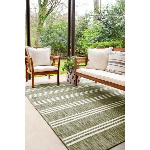 Jill Zarin Outdoor Rug - Green/Ivory Anguilla, 6' x 9', Stain Resistant ...