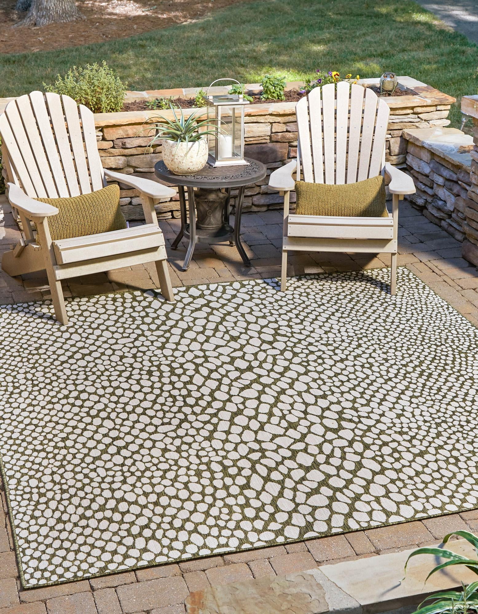 Jill Zarin Outdoor Collection Area Rug - Cape Town (10' 8" Square Green/Ivory) - Walmart.com