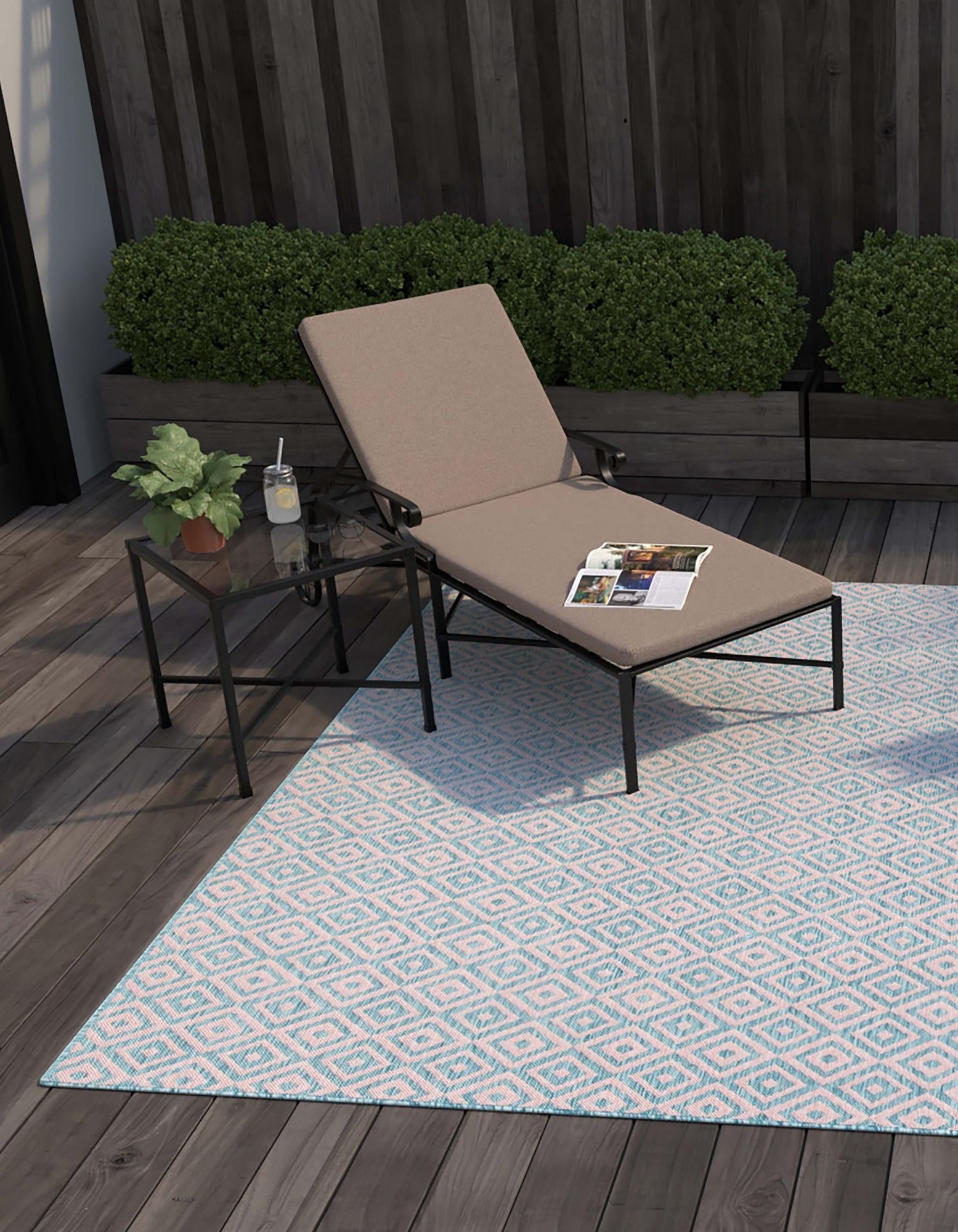 Jill Zarin Outdoor Collection Area Rug - Costa Rica (7' 10" Square Pink and Aqua/Light Blue ...