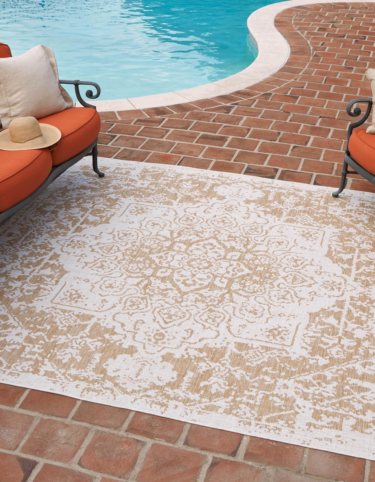 Jill Zarin Outdoor Collection Area Rug - Dubai (10' 8" Square Beige ...