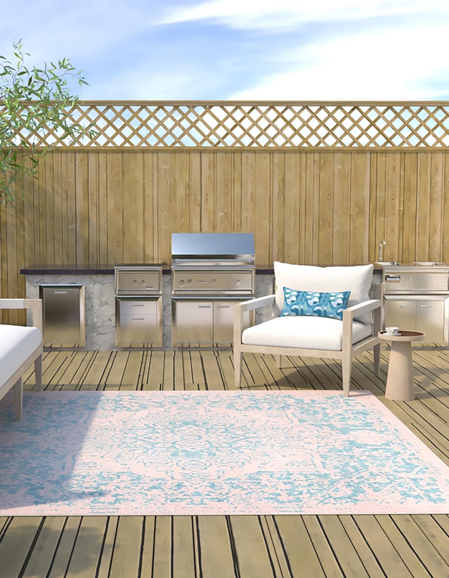 Jill Zarin Outdoor Collection Area Rug - Dubai (13' 1" Square Pink and ...